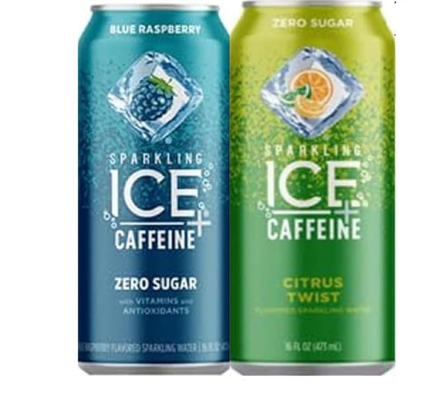 Sparkling Ice +Caffeine Zero Sugar Flavored Sparkling Water with Vitamins and Antioxidants,(Blue ...