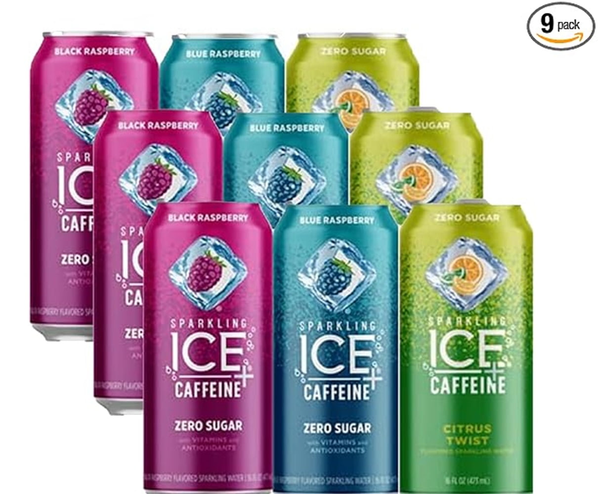 Sparkling Ice +Caffeine Zero Sugar Flavored Sparkling Water with Vitamins and Antioxidants ...