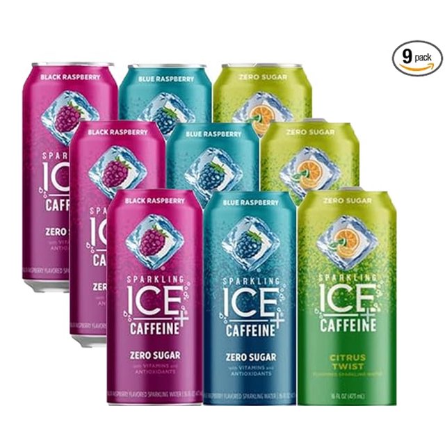 Sparkling Ice +Caffeine Zero Sugar Flavored Sparkling Water with Vitamins and Antioxidants ...
