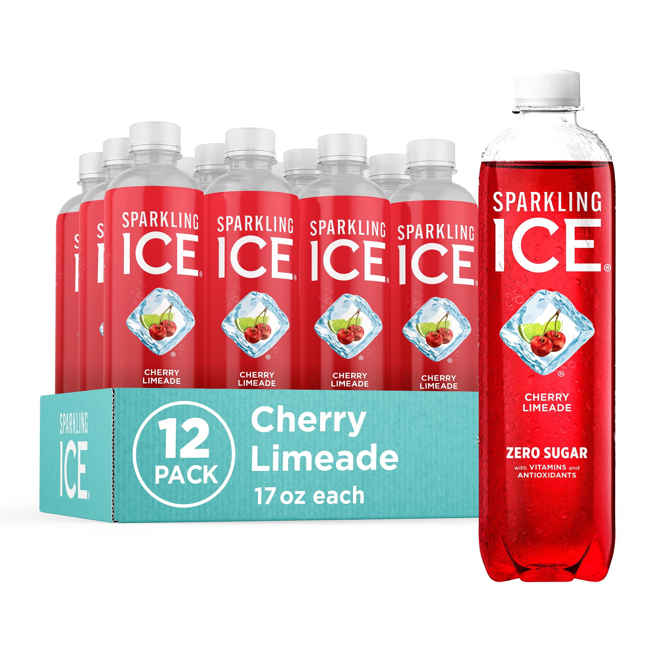 Sparkling Ice, Cherry Limeade Sparkling Water, Zero MDH1Sugar Flavored Water, with Vitamins and ...