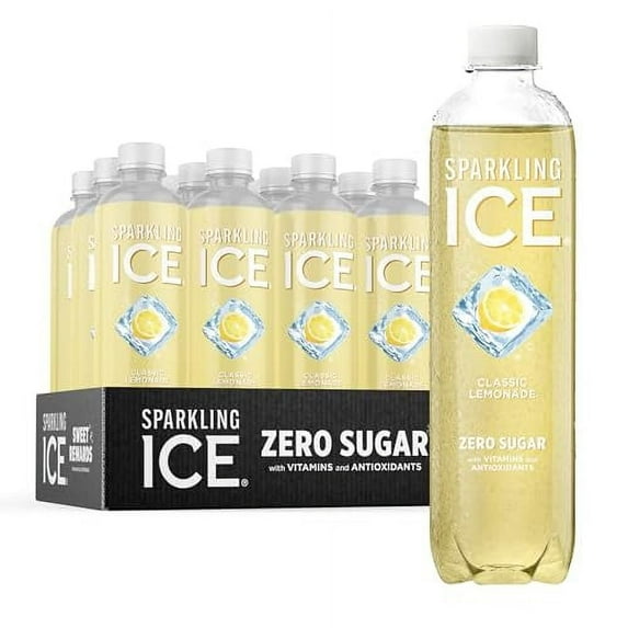 Sparkling Ice, Classic Lemonade Sparkling Water, Zero Sugar Flavored Water, with Vitamins and ...