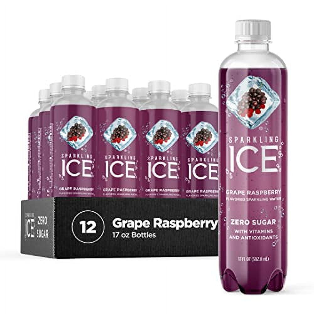 Sparkling Ice Grape Raspberry, Zero Sugar, Vitamins, Antioxidants, Low Calorie, 17 fl oz (Pack ...