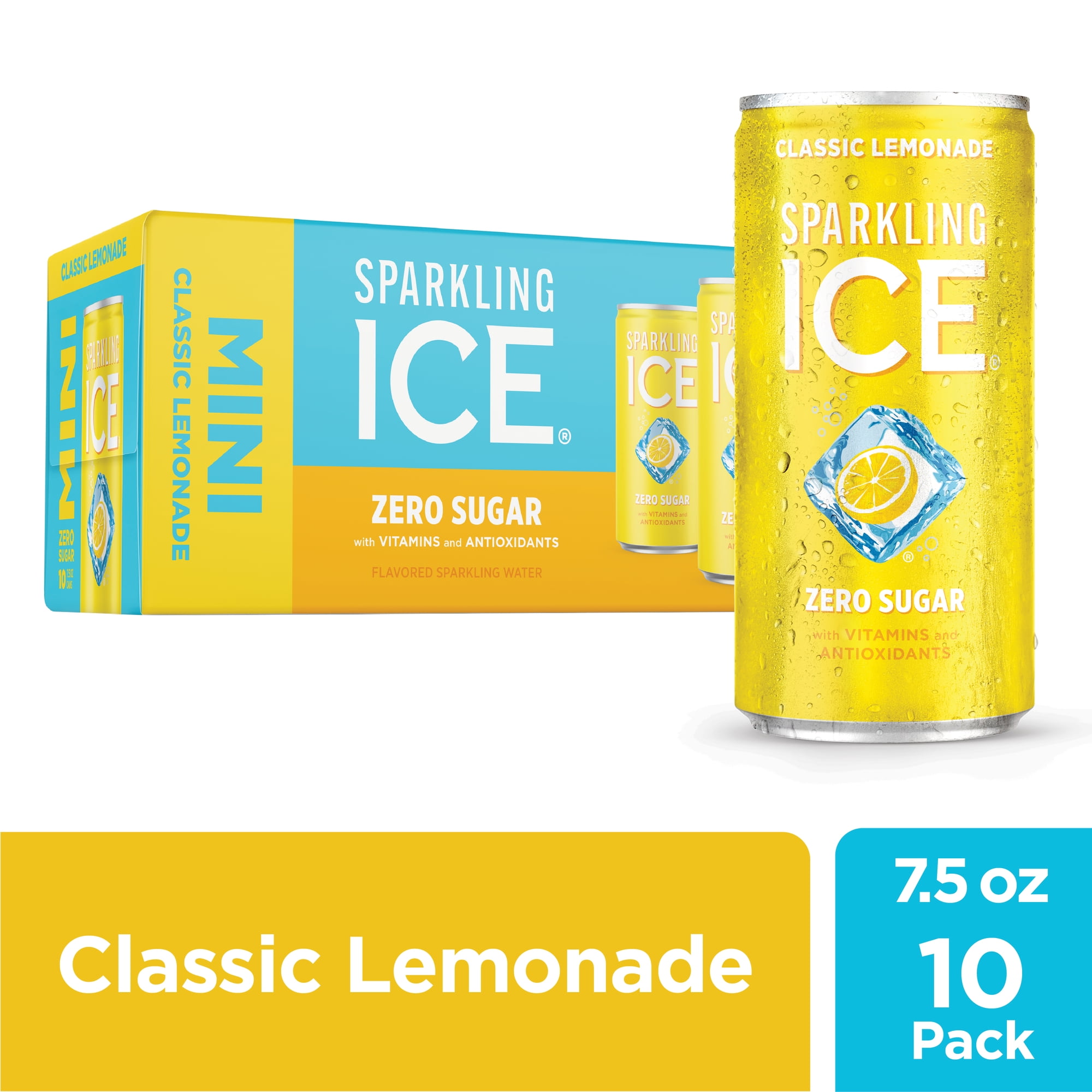 Sparkling Ice Lemonade 10pk 7.5 Flavored Beverage with Vitamins B6, B12, and E, Low Calorie ...