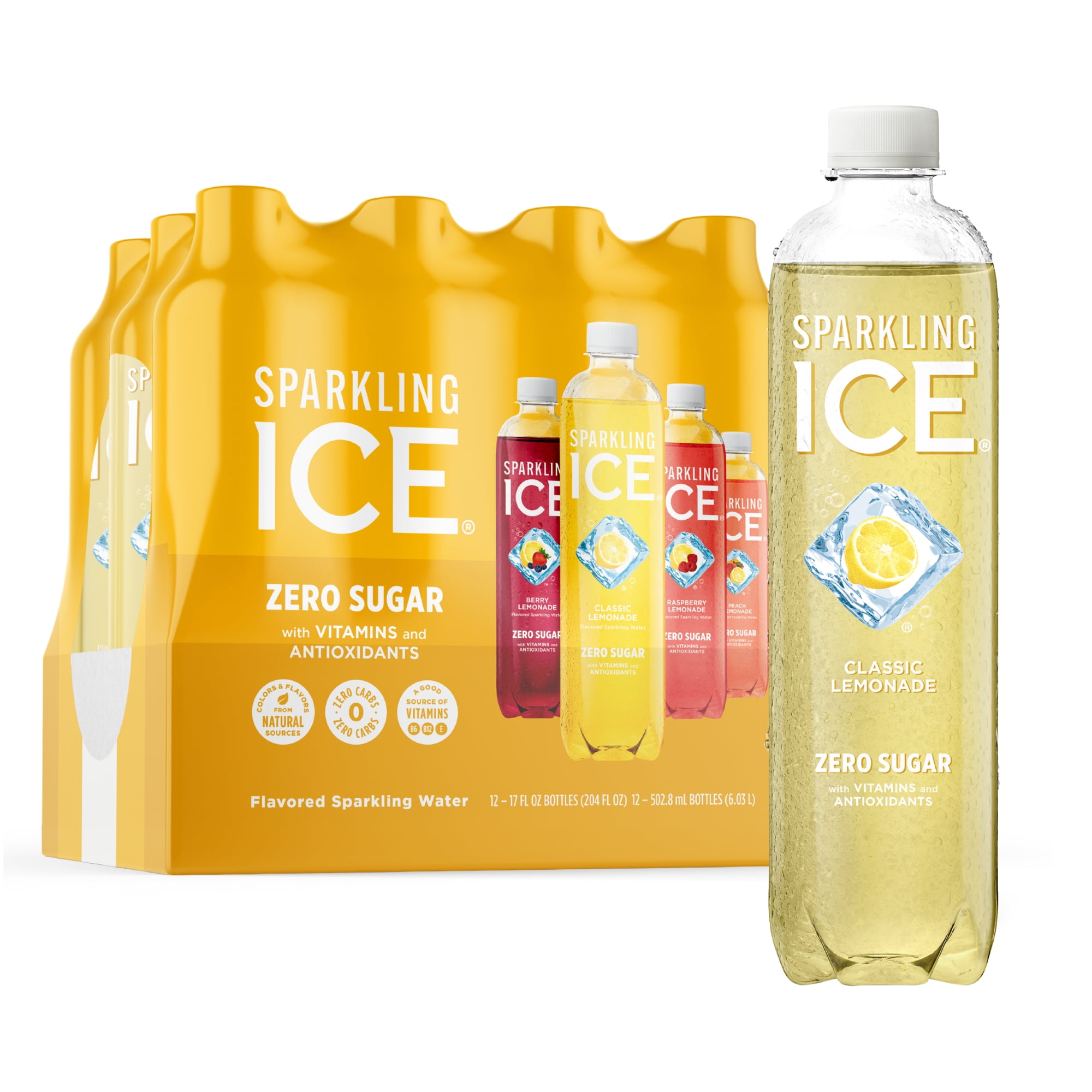 Sparkling Ice Flavored Beverages Variety Pack, 17 Fl Oz, 12 Count (Classic, Raspberry ...