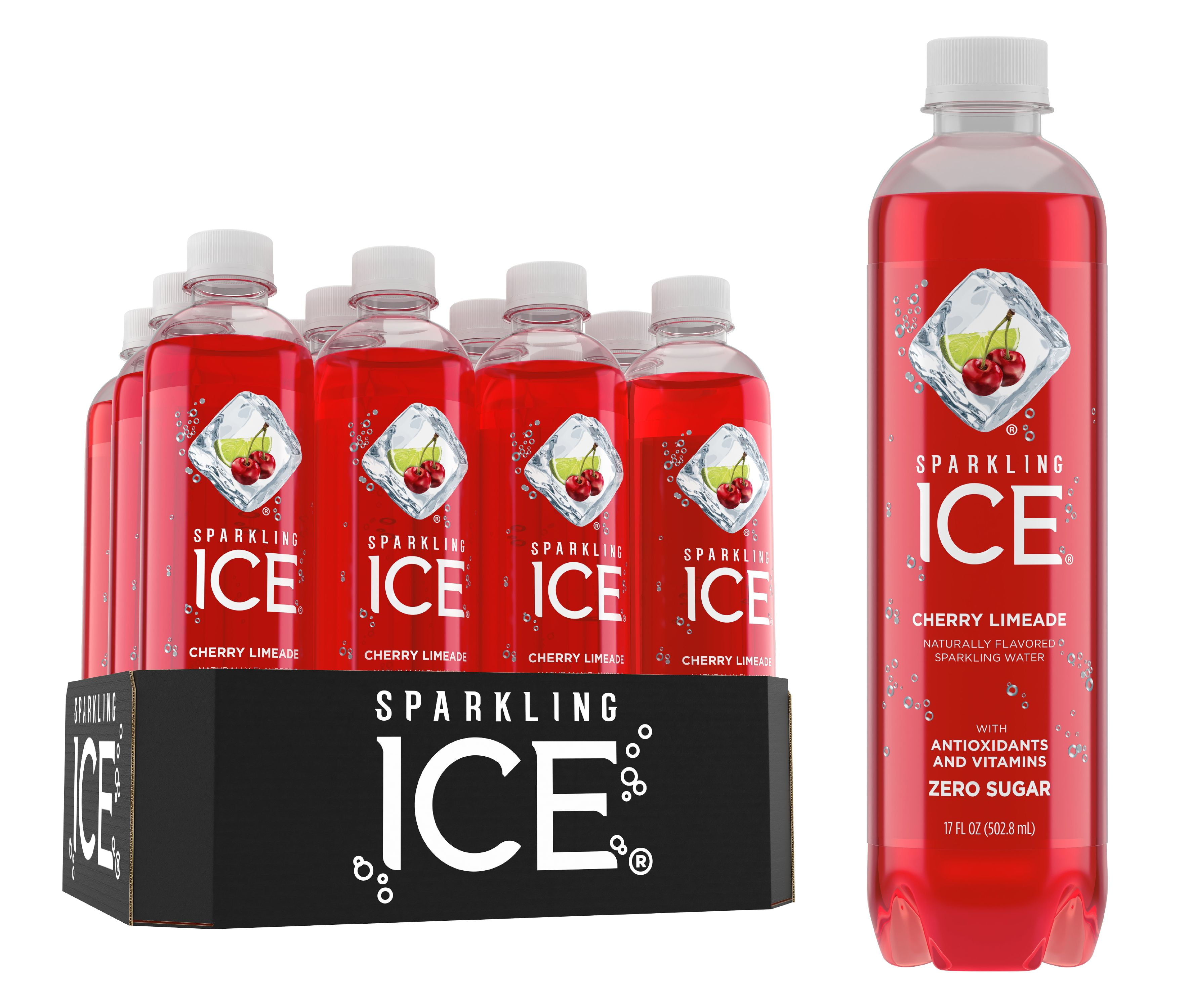 Sparkling Ice® Naturally Flavored Sparkling Water, Cherry Limeade 17 Fl Oz, (Pack of 12 ...