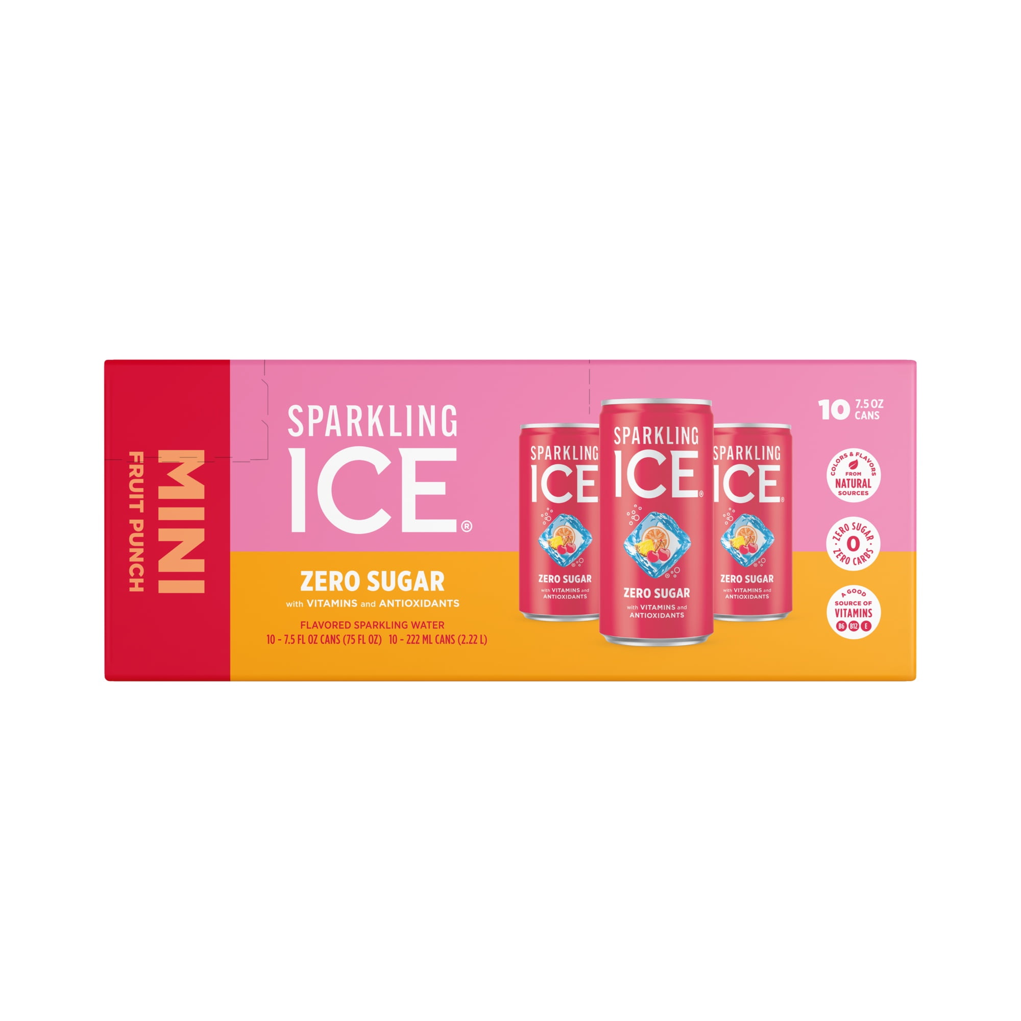 Sparkling Ice® Naturally Flavored Sparkling Water Fruit Punch. 10 Pack 7.5 fl oz Cans - Walmart.com