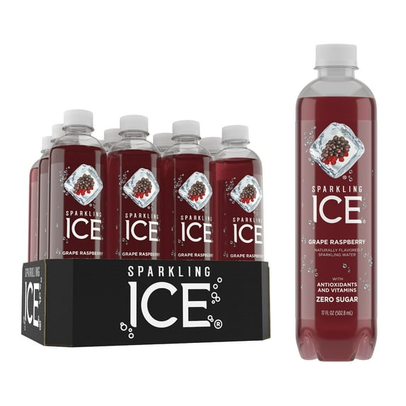 Sparkling Ice® Bubble Drink, Grape Raspberry Flavored Sparkling Water, 17 Fl Oz, Pack of 12 ...