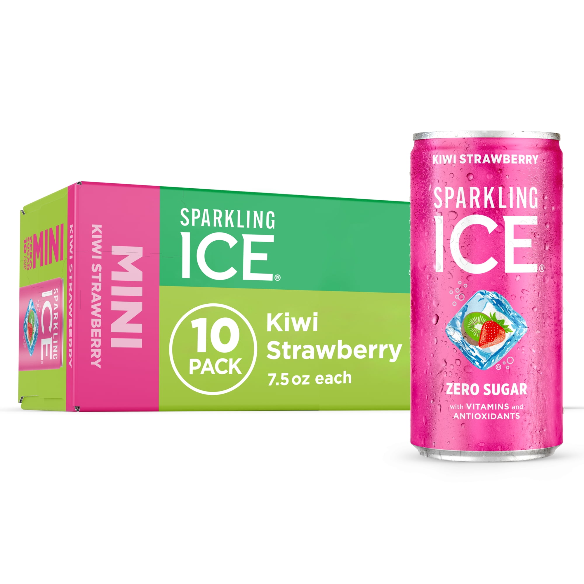 Sparkling Ice Naturally Flavored Sparkling Water Kiwi Strawberry 10 Pack 7.5 fl oz Aluminum Cans ...