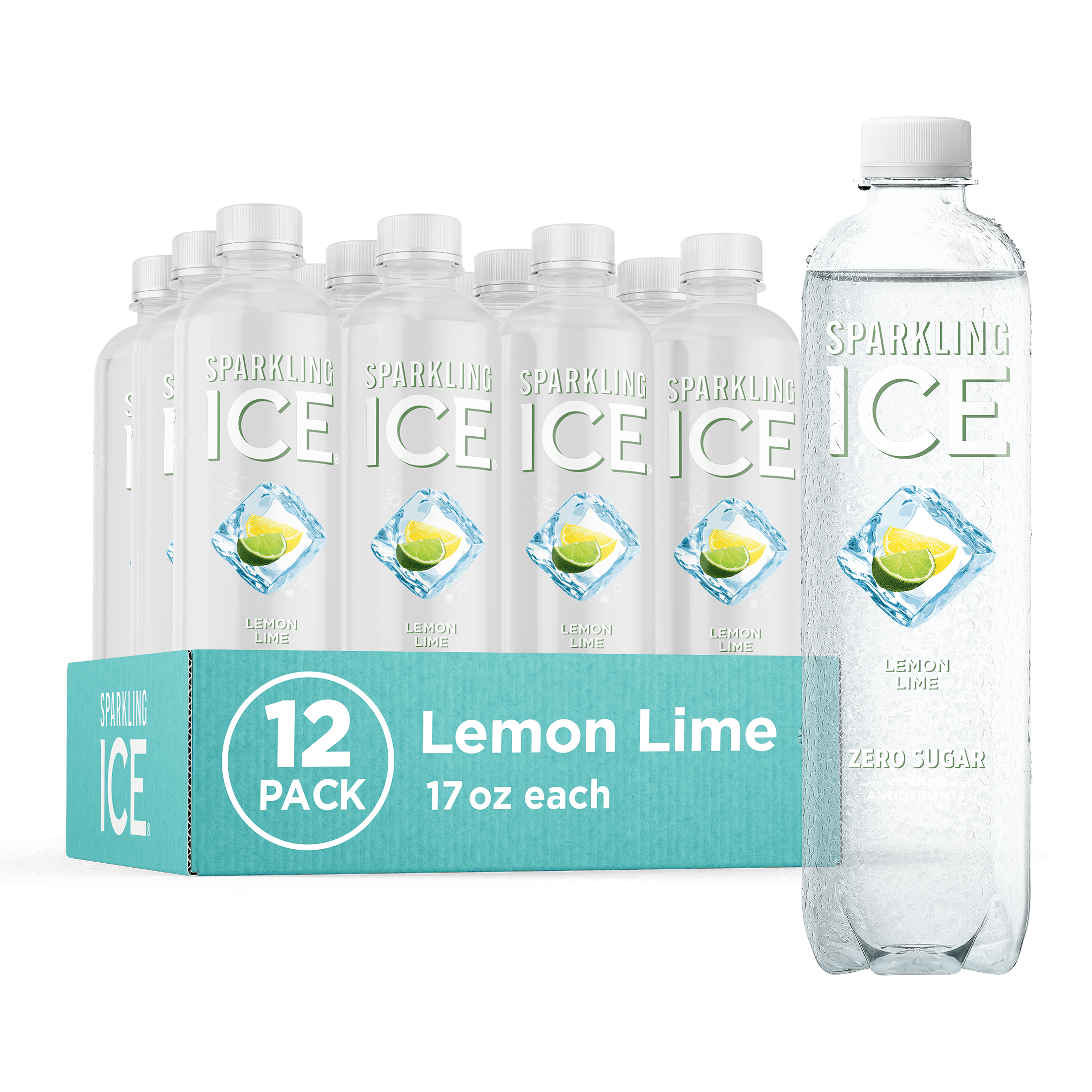Sparkling Ice Lemon Lime - 17 Fl Oz, 12 Count, Naturally Flavored Drink ...