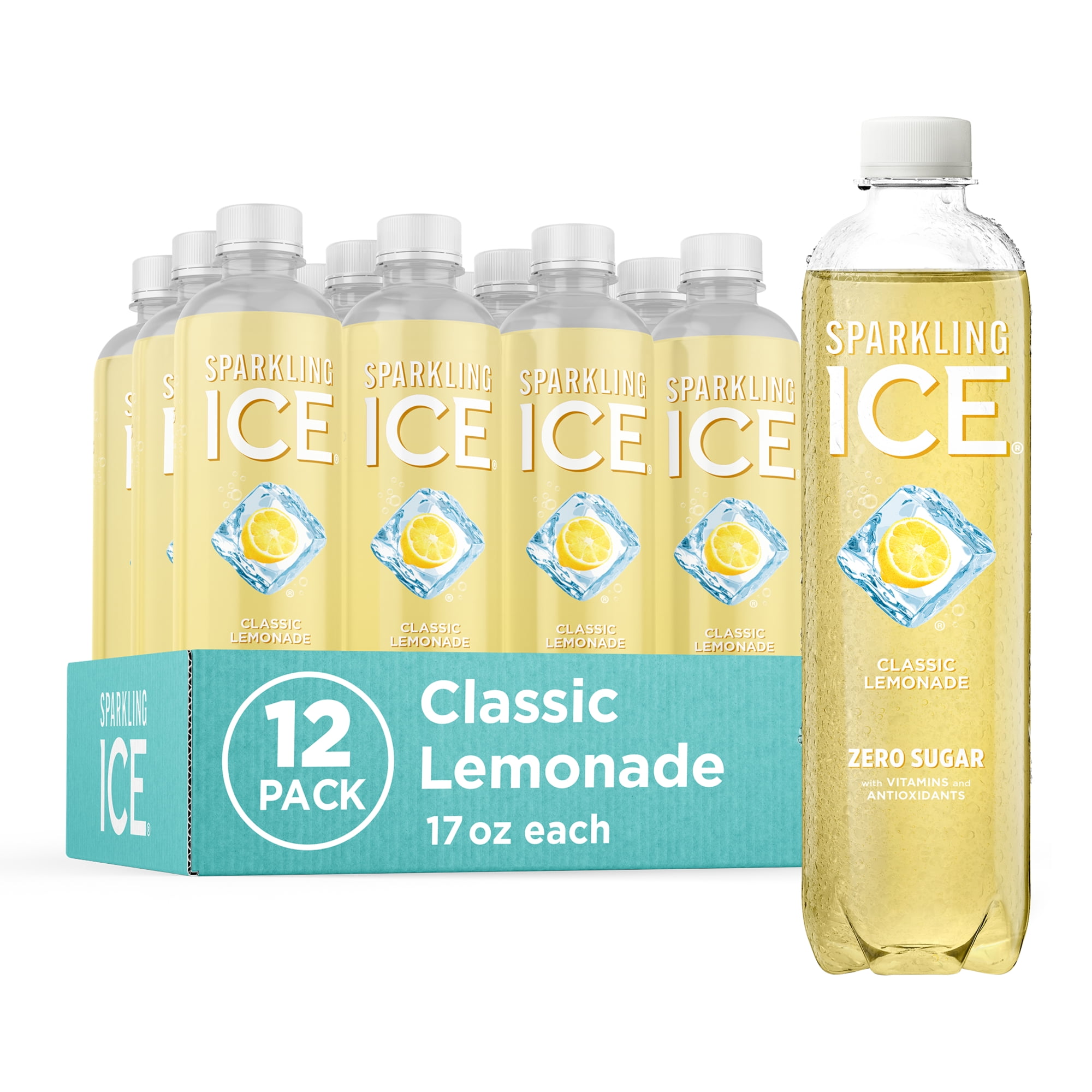 Sparkling Ice Zero Sugar Classic Lemonade, 17 Fl Oz, Pack of 12 - Naturally Flavored Drink ...