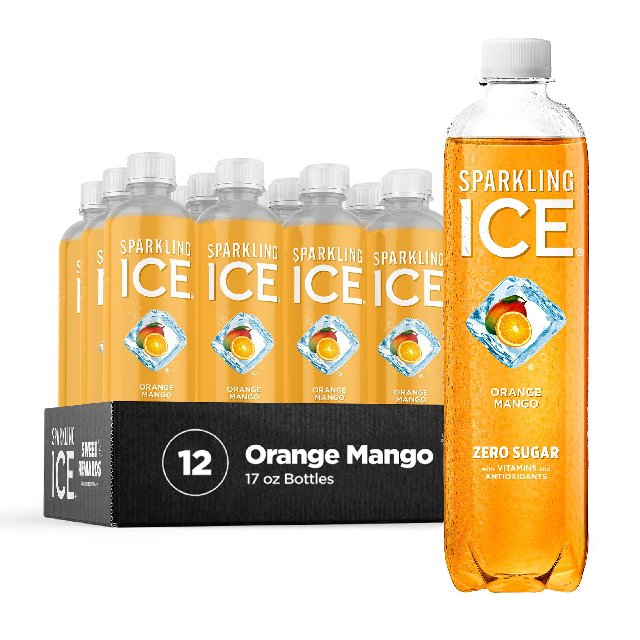 Sparkling Ice, Orange Mango Sparkling Water, Zero Sugar Flavored Water, with Vitamins and ...