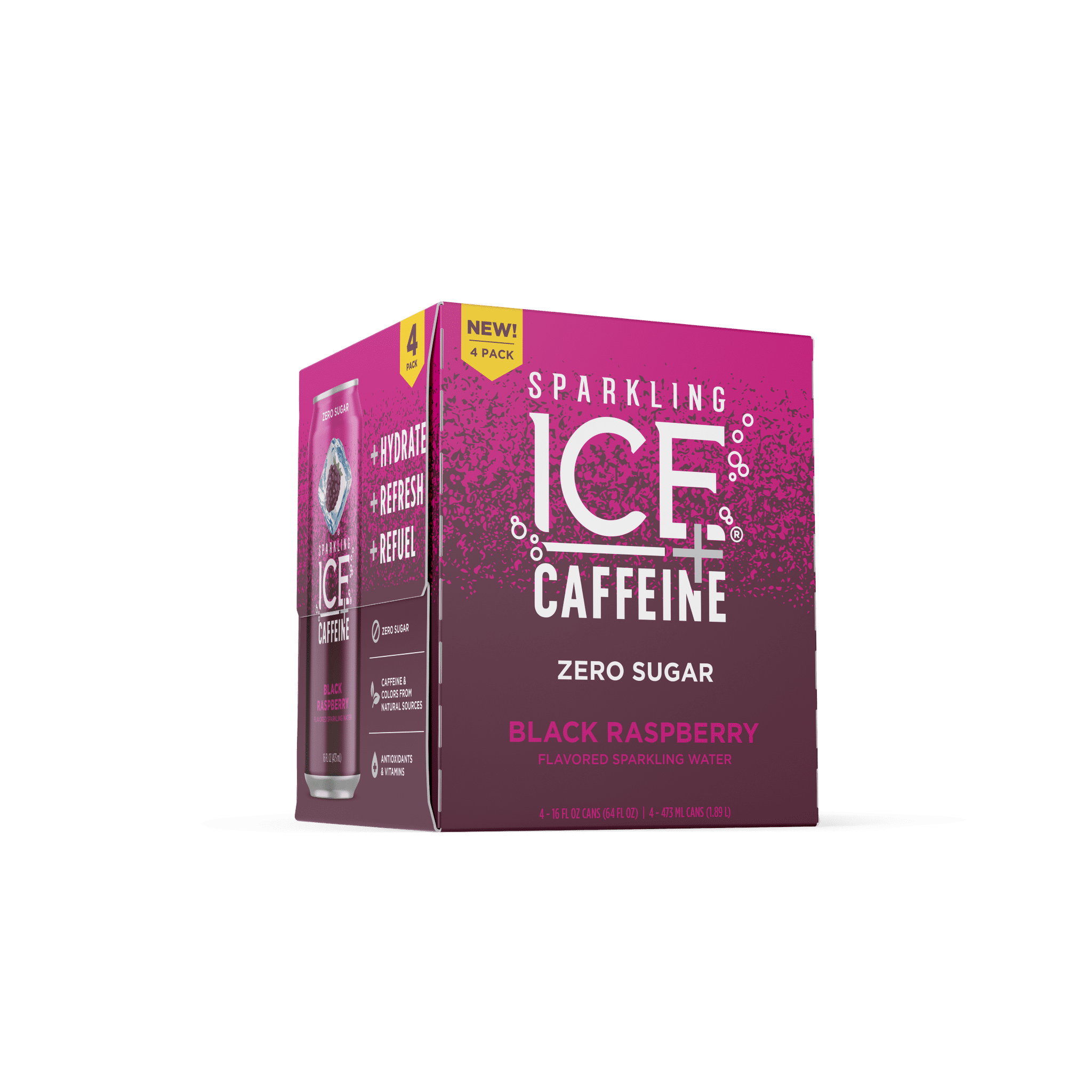 Sparkling Ice Plus Caffeine 4PK Black Raspberry Raspberry - Walmart.com