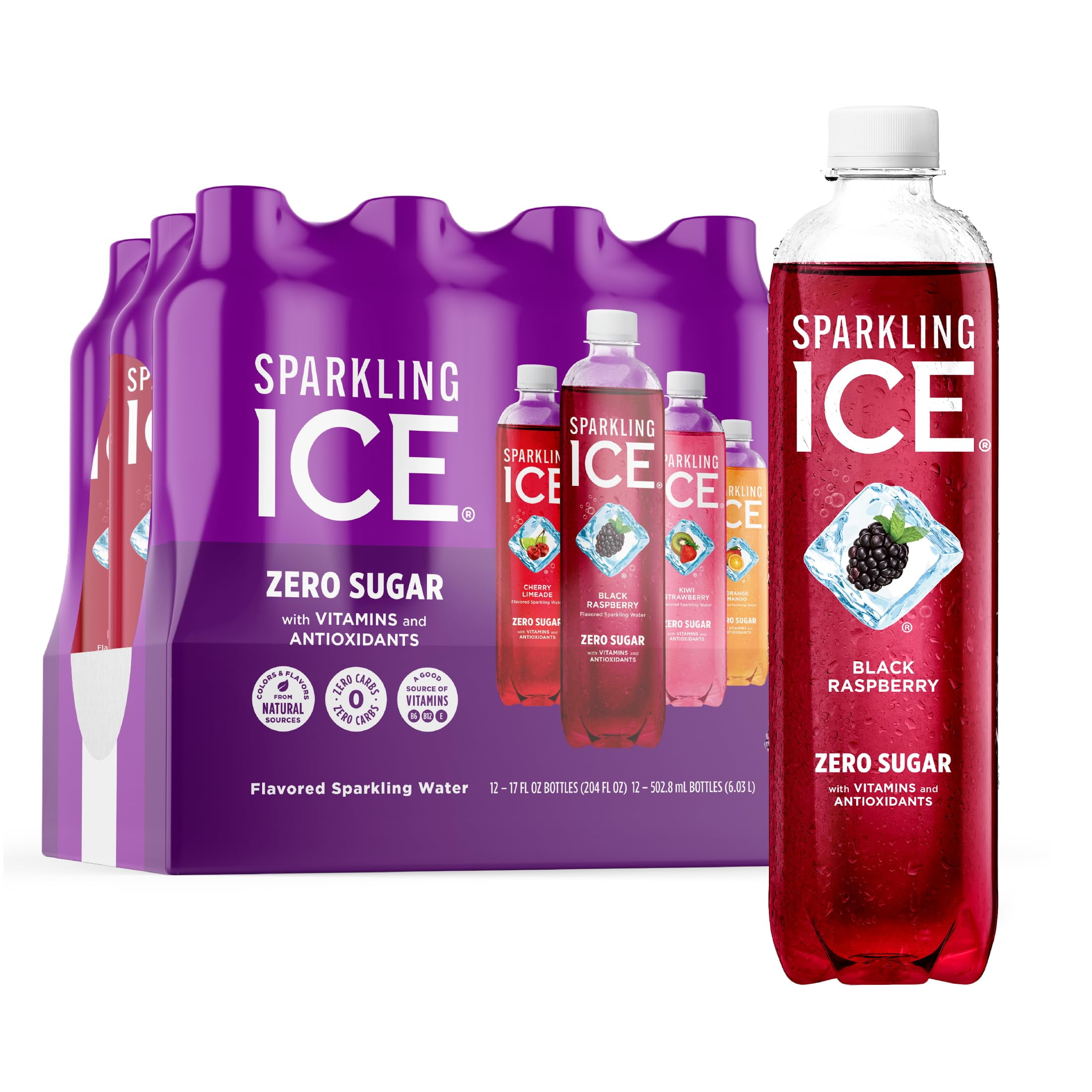 Sparkling Ice Purple Variety Pack, Flavored BSL1 Water, Zero Sugar ...