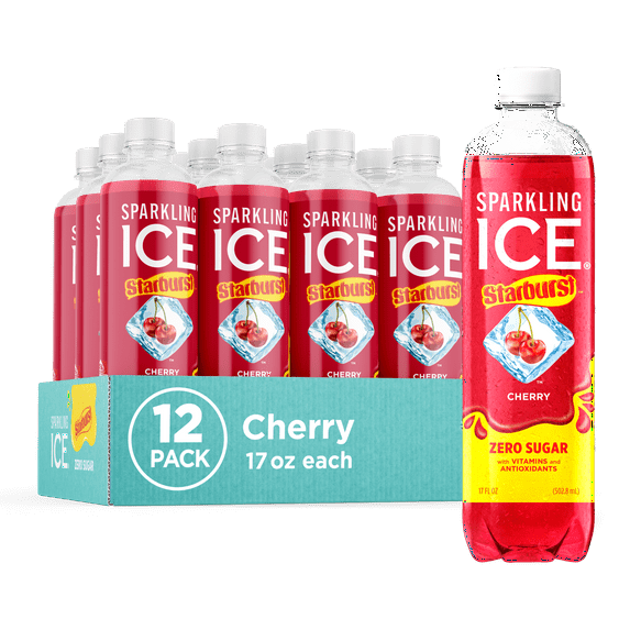 Sparkling Ice STARBURST Cherry, Zero Sugar, Fizzy Flavor, Low Calorie ...