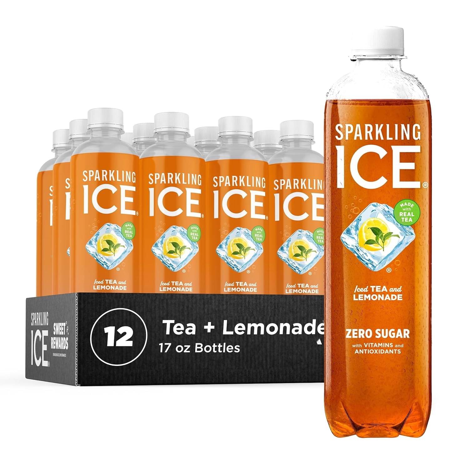 Sparkling Ice Tea + Lemonade Sparkling Water, Zero Sugar Flavored Water ...