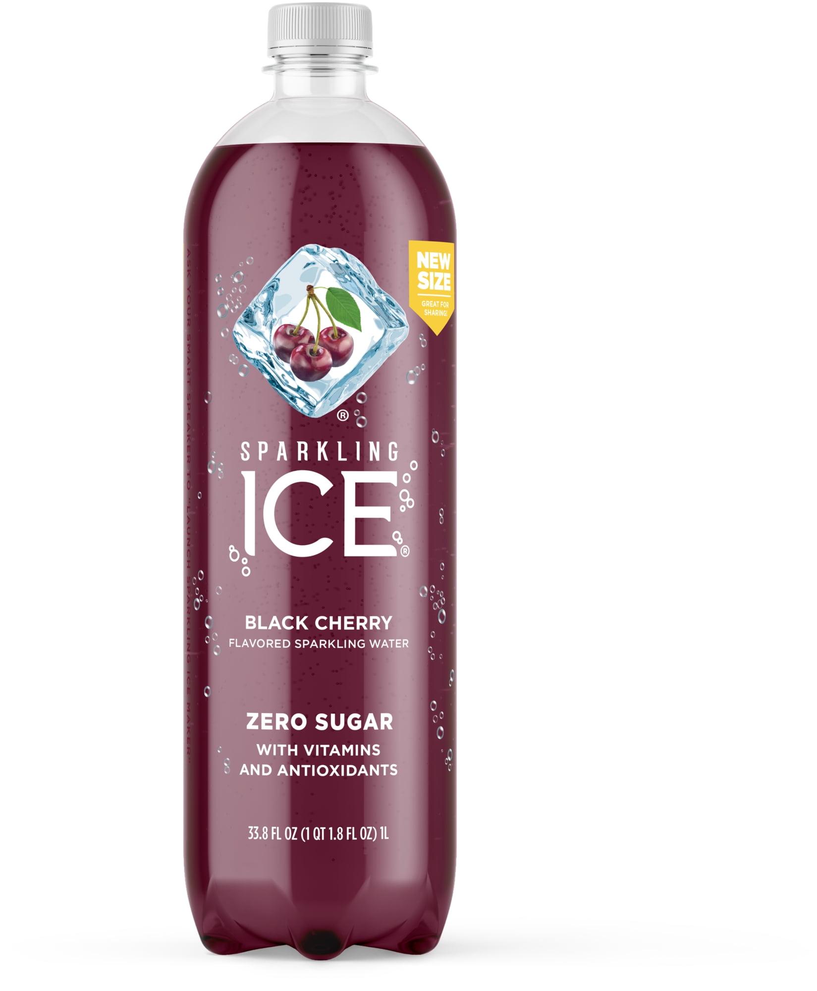 Sparkling Ice Zero Sugar Flavored Sparkling Water, Black Cherry 1L (33.8oz) Bottle - Walmart.com