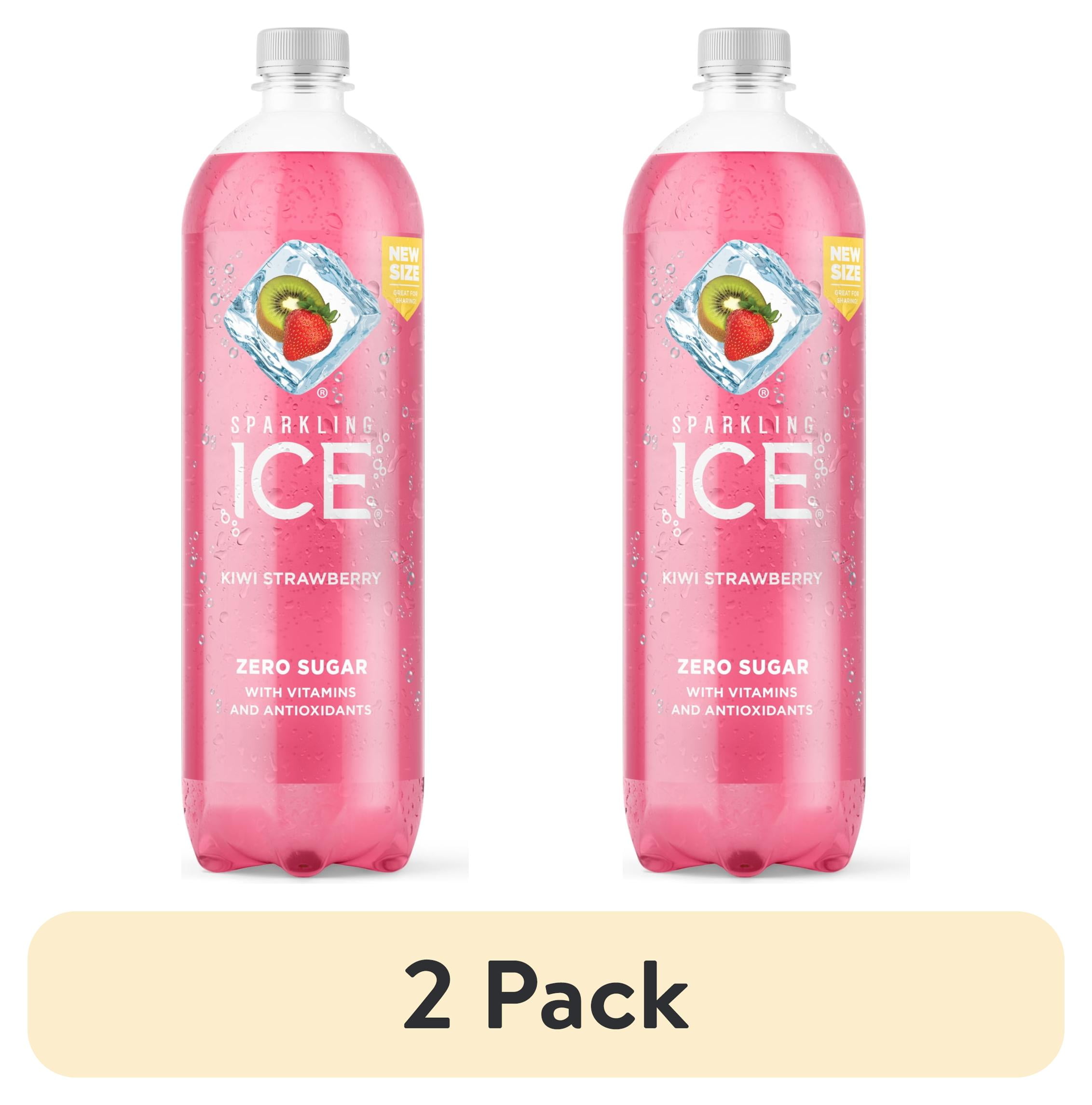 (2 pack) Sparkling Ice Zero Sugar Flavored Sparkling Water, Kiwi Strawberry 1L (33.8oz) Bottle ...