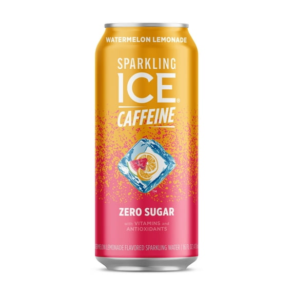 Sparkling Ice Plus Caffeine, Zero Sugar, Low Calorie, Watermelon Lemonade Flavored Sparkling ...