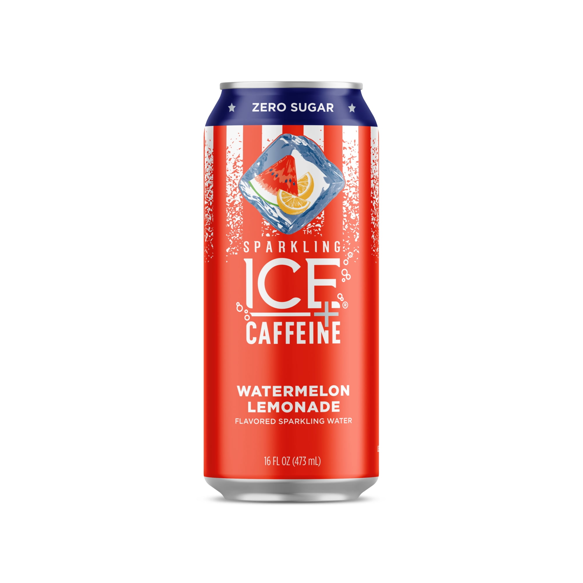 Sparkling Ice Zero Sugar Flavored Sparkling Water, Plus Caffeine Watermelon, Lemonade 17oz ...