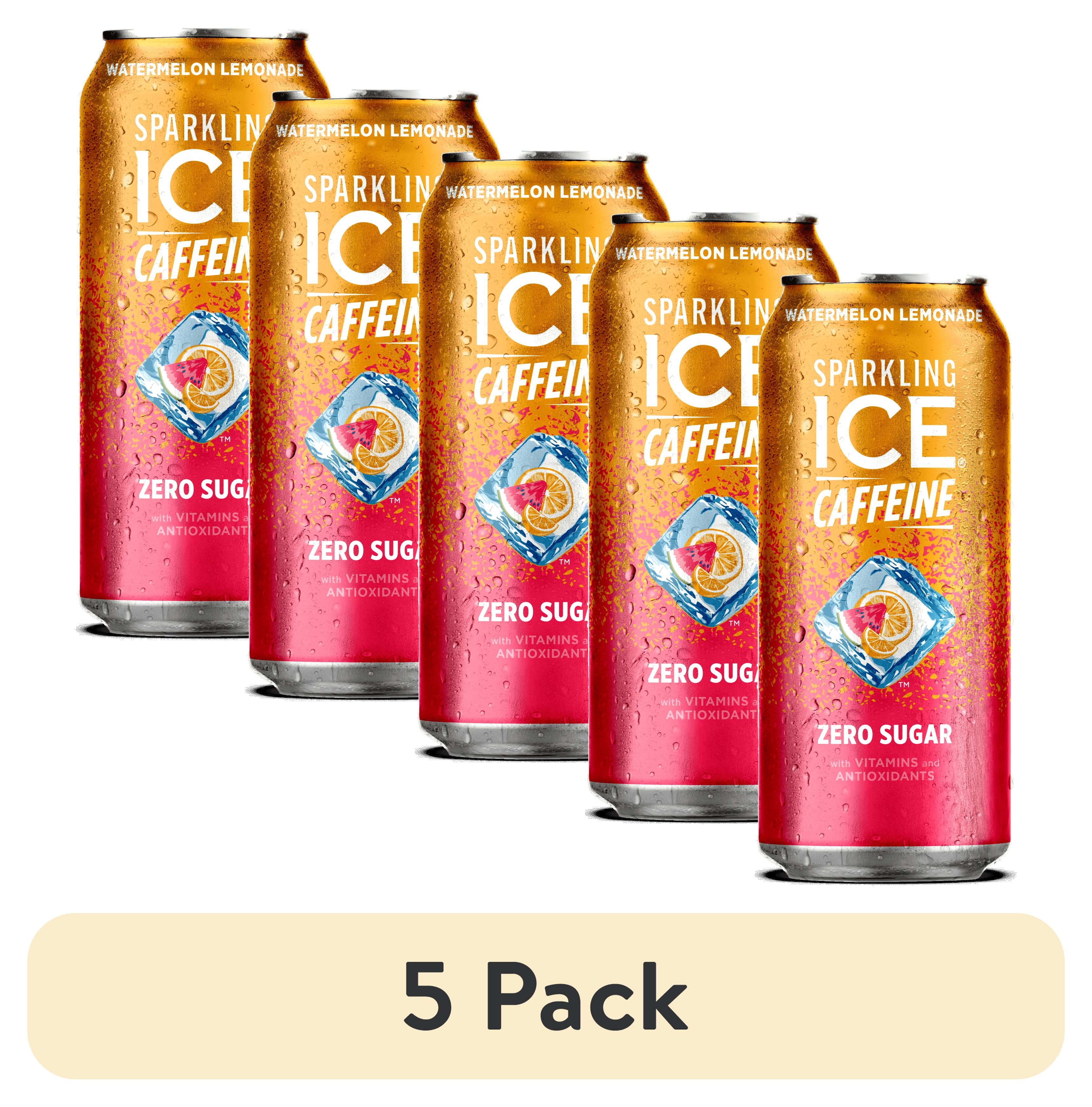 (5 pack) Sparkling Ice Zero Sugar Flavored Sparkling Water, Plus Caffeine Watermelon, Lemonade ...