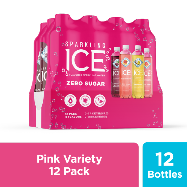 Sparkling Ice® Zero Sugar Flavored Sparkling Water, Variety Pack, 17 Fl Oz, 12 Count (Black ...