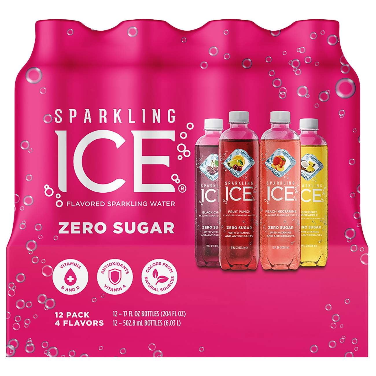 Sparkling Ice Zero Sugar, Calorie-Free Sparkling Drink Variety Pack, Flavored Water, 17 Oz, 12 ...