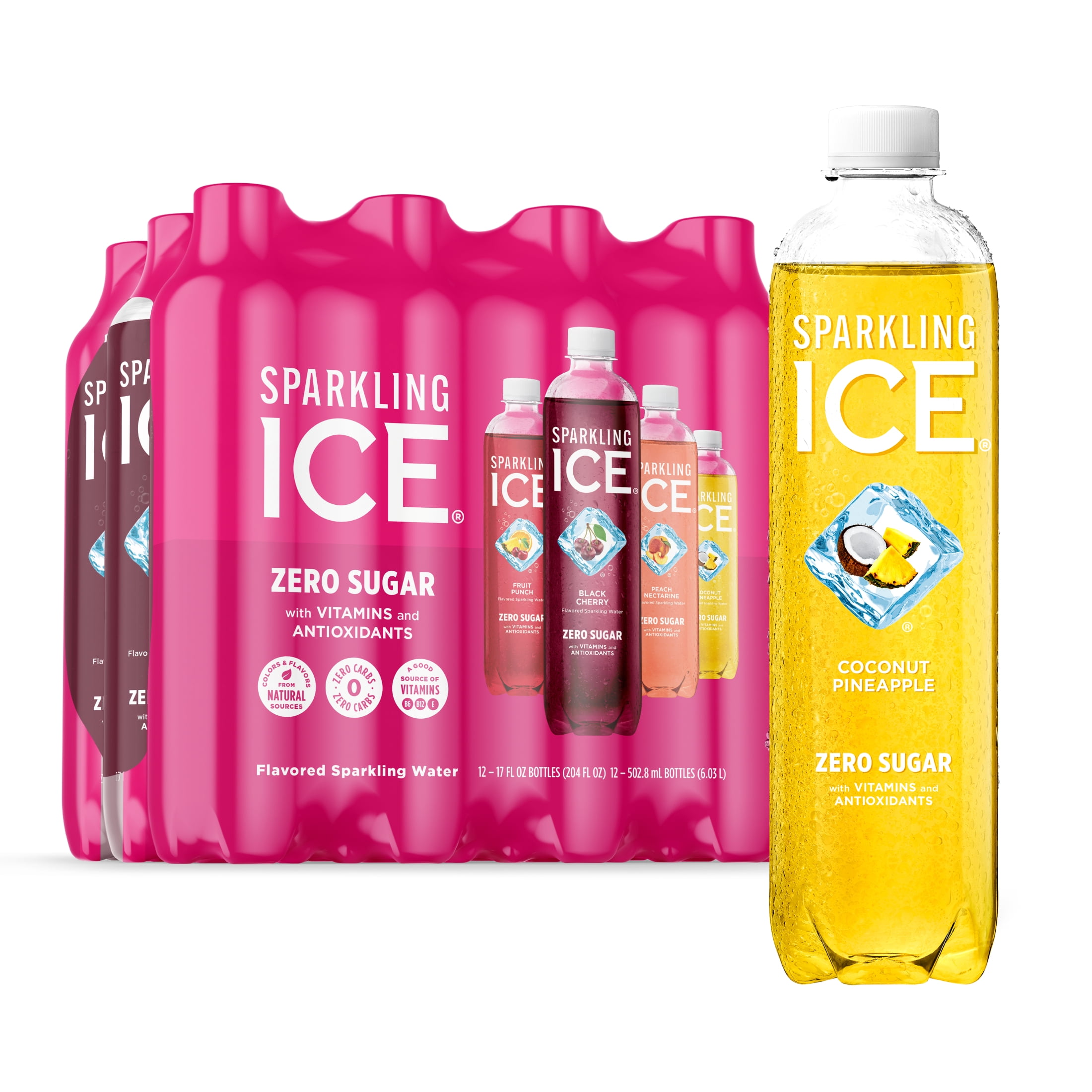 Sparkling Ice Pink Variety Pack Flavored Sparkling Water 17 fl oz 12 ...