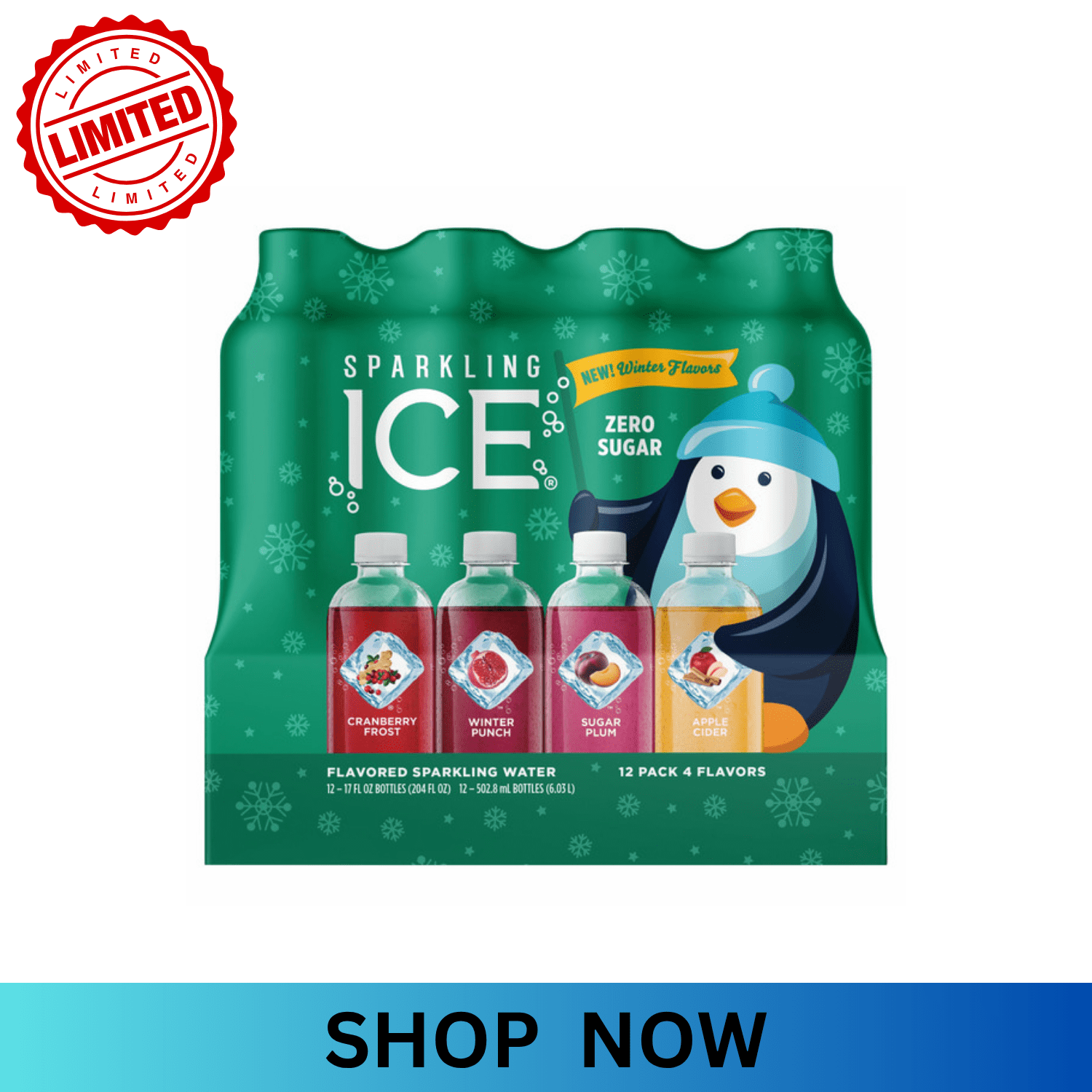 Sparkling Ice® Zero Sugar Winter Flavors Sparkling Water, Variety Pack ...