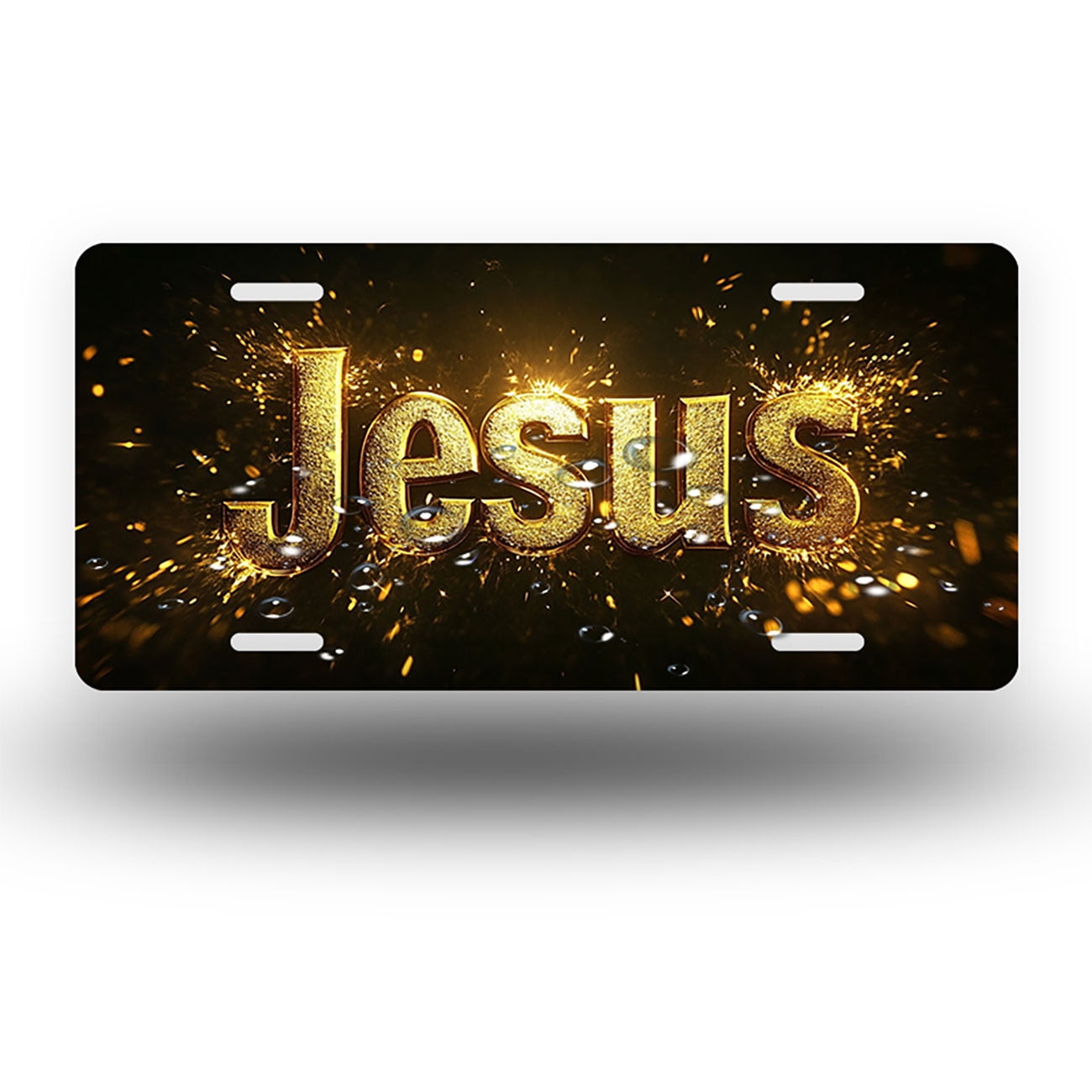 Sparkling "Jesus" Typography Front License Plate, Funny Standard Plates ...