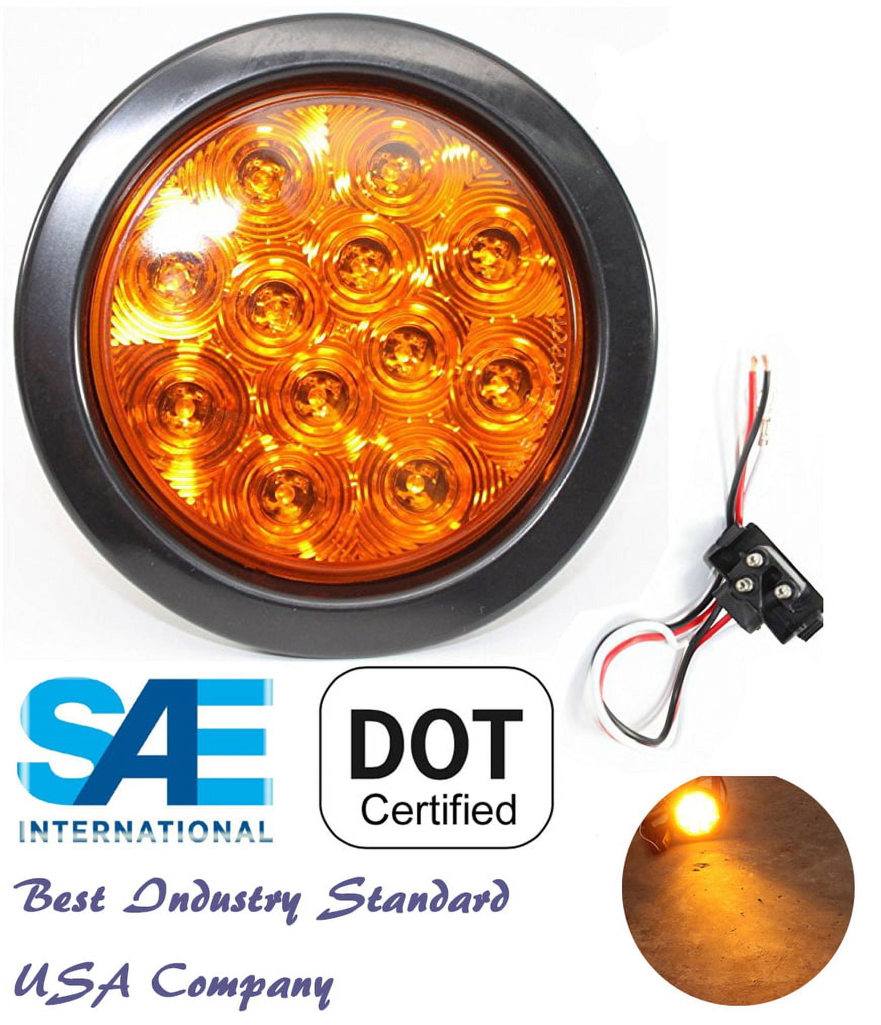 Sparkling LED 4" Amber Yellow Round TURN TAIL SIGNAL PARKING Light w ...