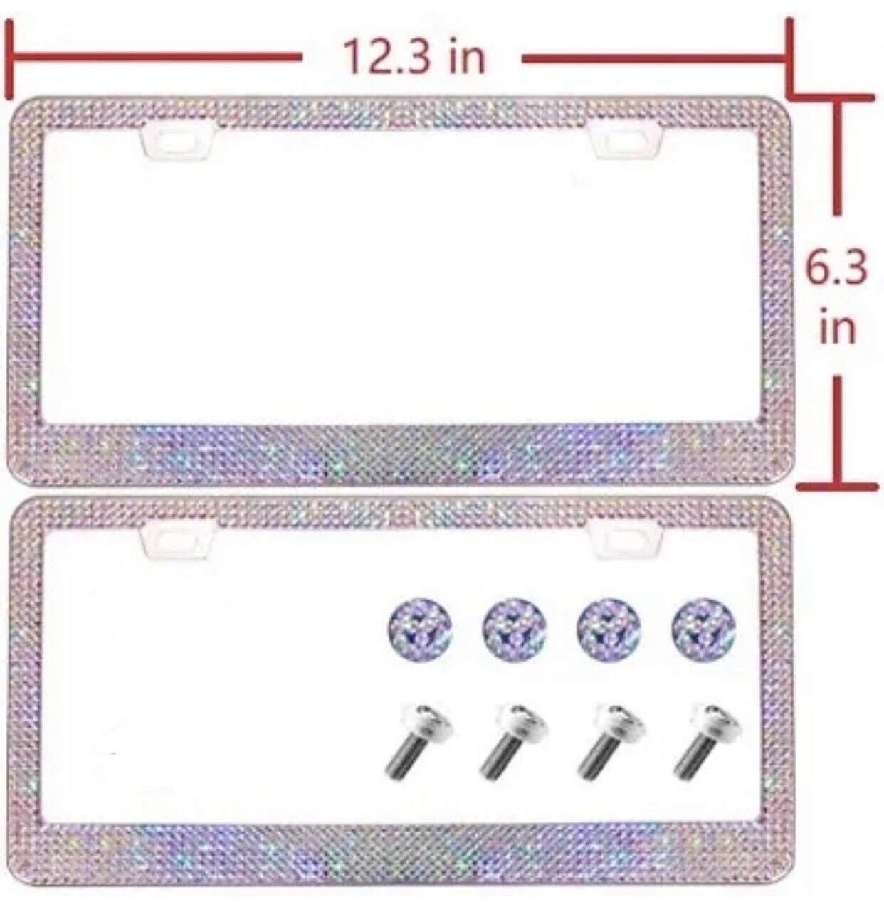 Sparkling License Plate Frame 2PCS Crystal AB Aurora Boreale Diamond ...