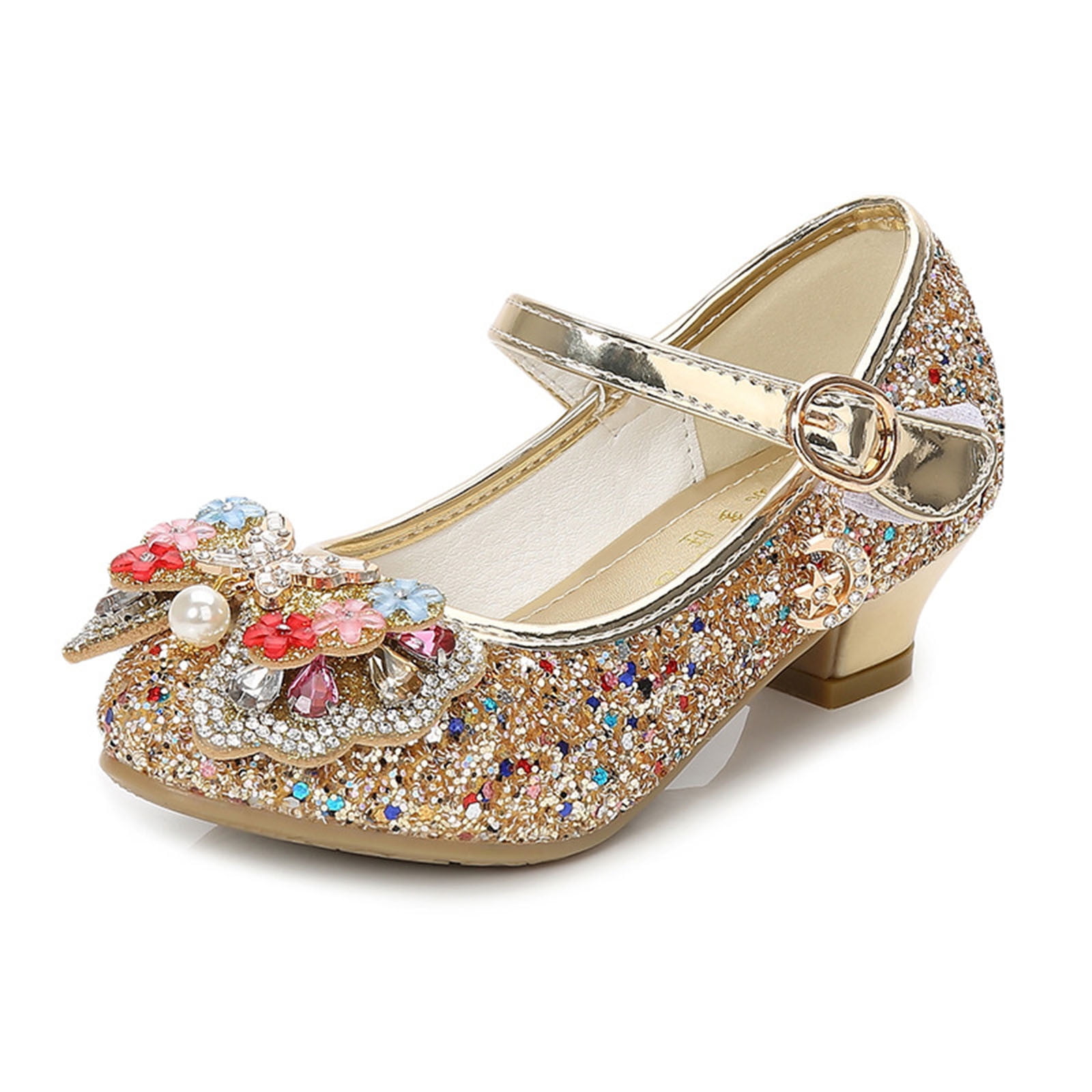 Sparkling Low Heel Dress Sandals for Girls Prom Party Wedding Toddler ...