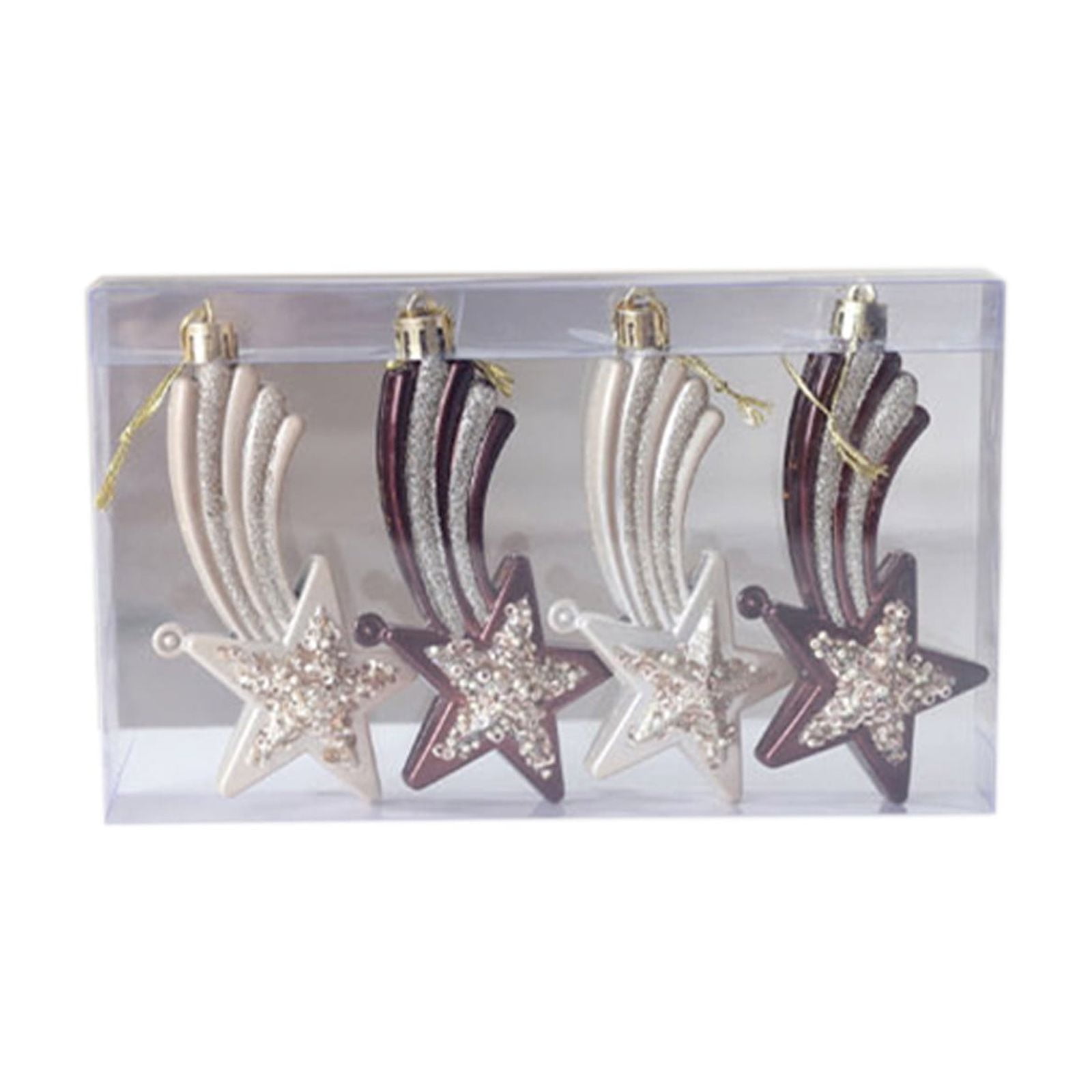 Sparkling Meteorite Christmas Tree Ornaments Set of 4 Decorations with ...