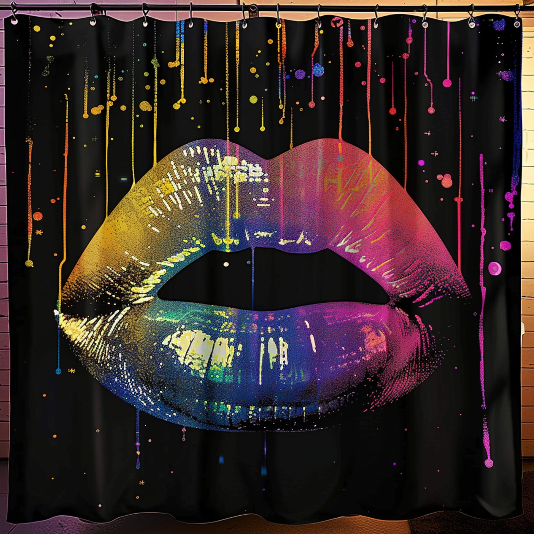 Sparkling Neon Lips Shower Curtain Glam up Your Bathroom with this ...