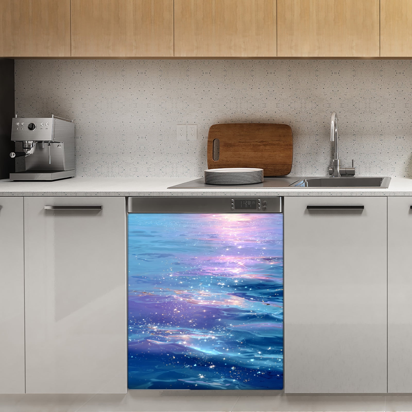 Sparkling Ocean Waves Dishwasher Magnet Cover Decorative Sticker for ...