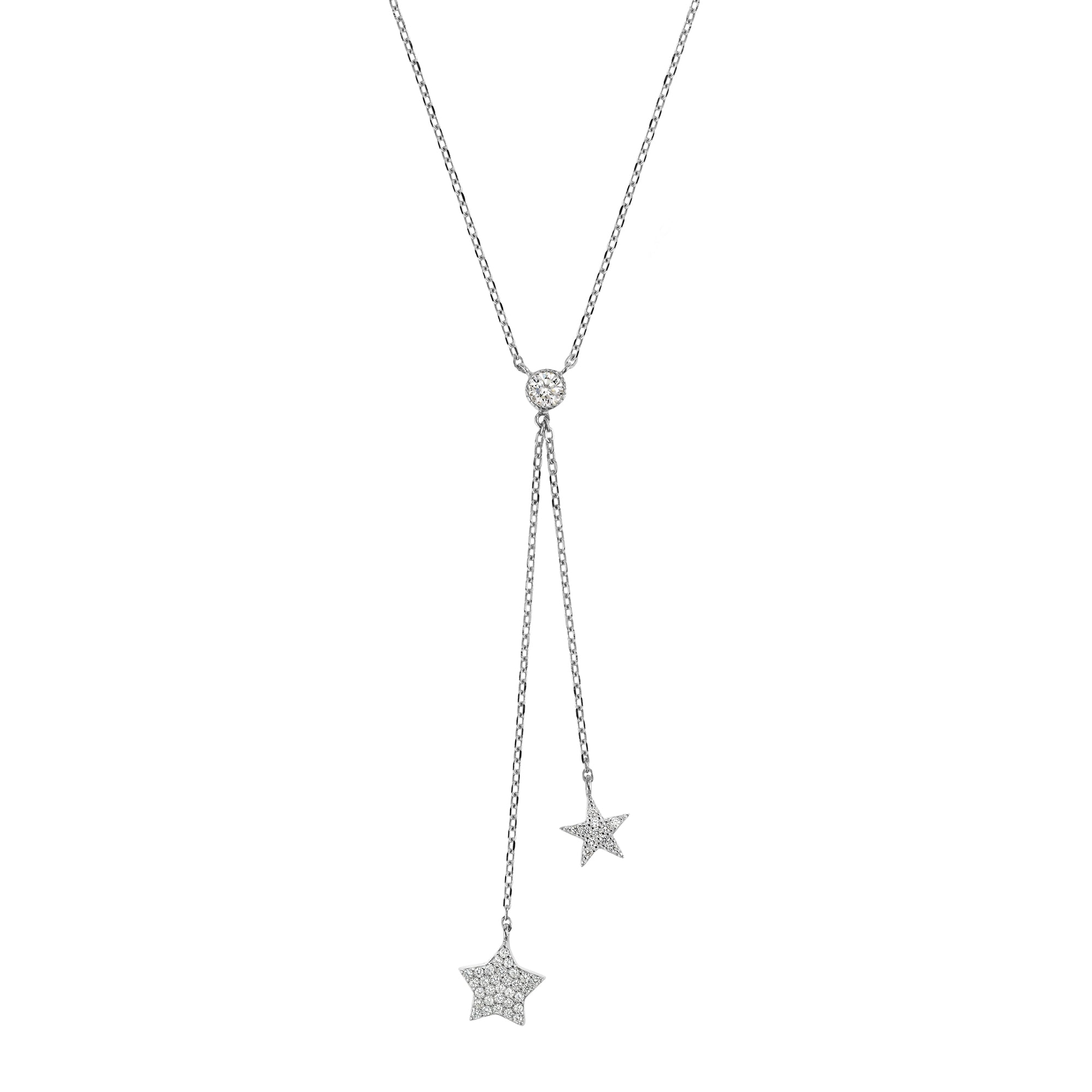 Sparkling Pair of Dangling Stars Sterling Silver Cubic Zirconia ...