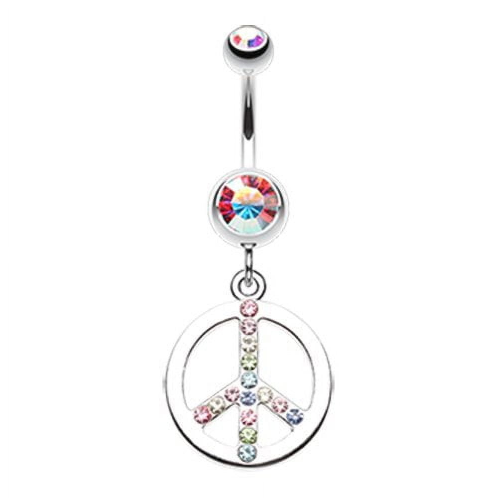 Sparkling Peace Charm Belly Button Ring - Walmart.com
