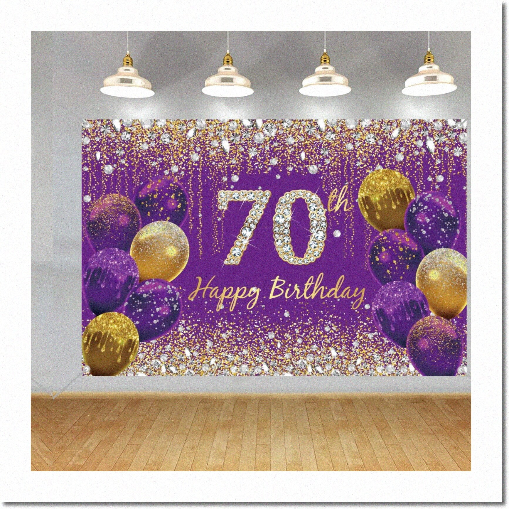 Sparkling Purple 70th Birthday Celebration Kit - Glittery Fabric Sign ...