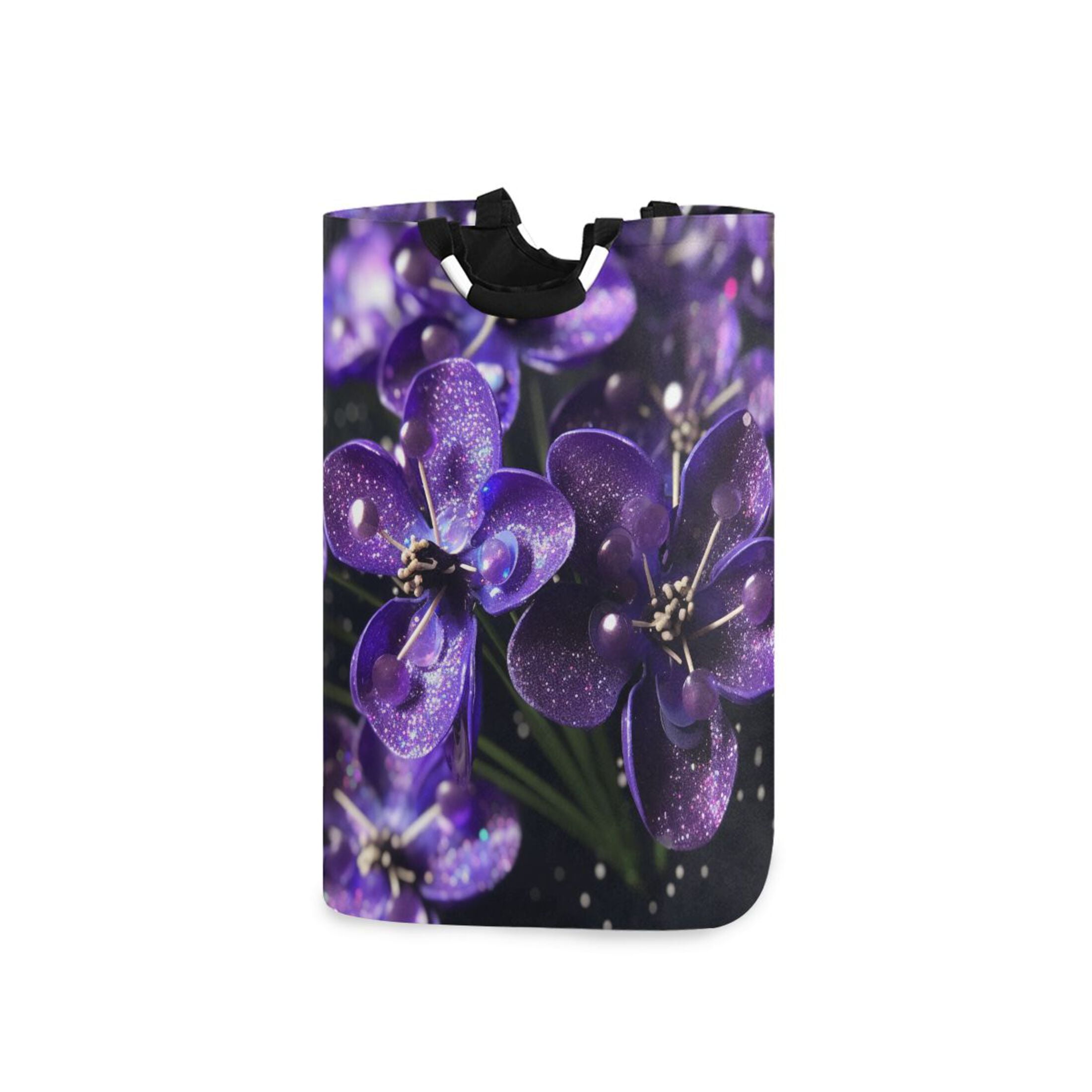 Sparkling Purple Orchid Laundry Basket with Handles 50L Collapsible ...