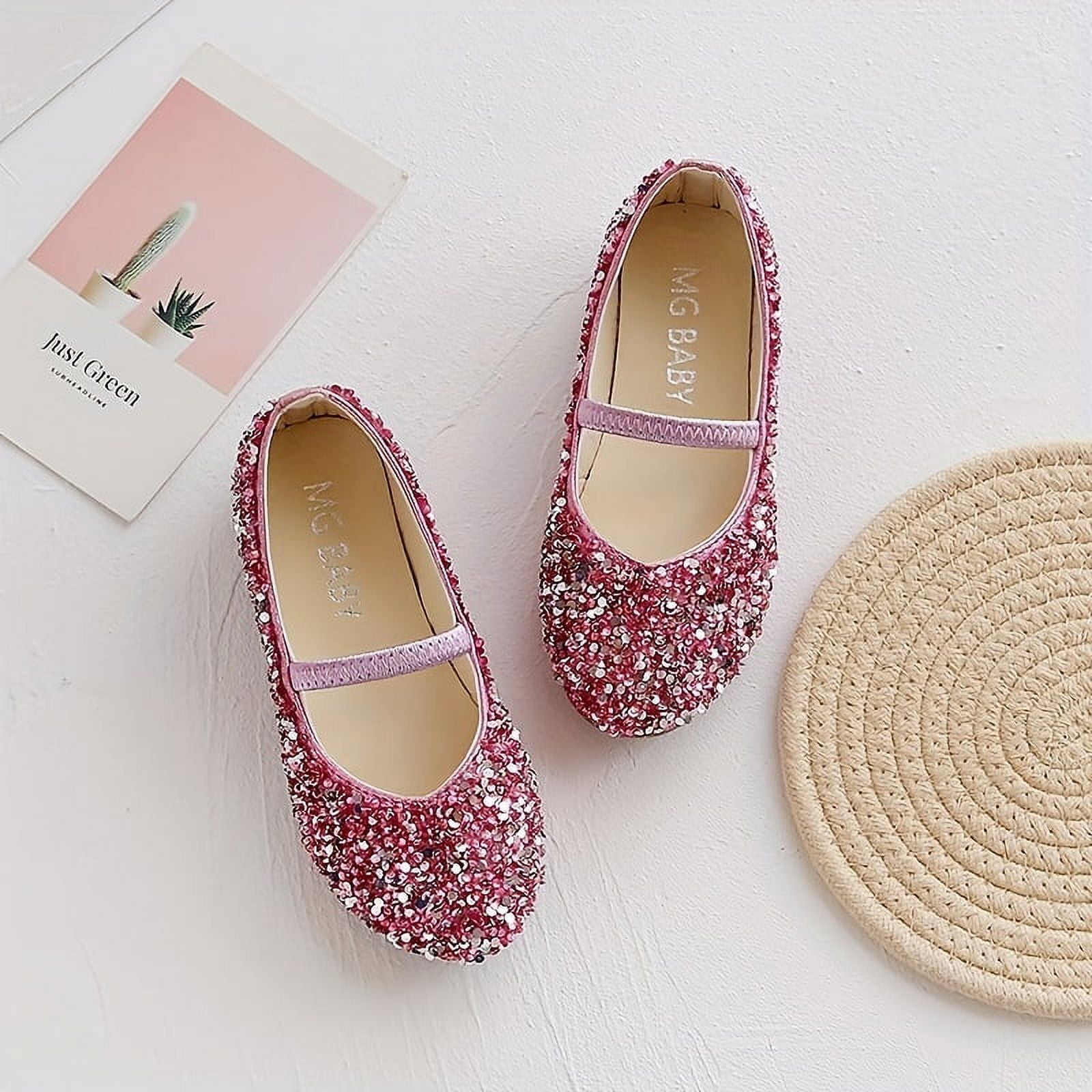Sparkling Sequin Mary Jane Shoes for Girls - Lightweight, Non-Slip ...