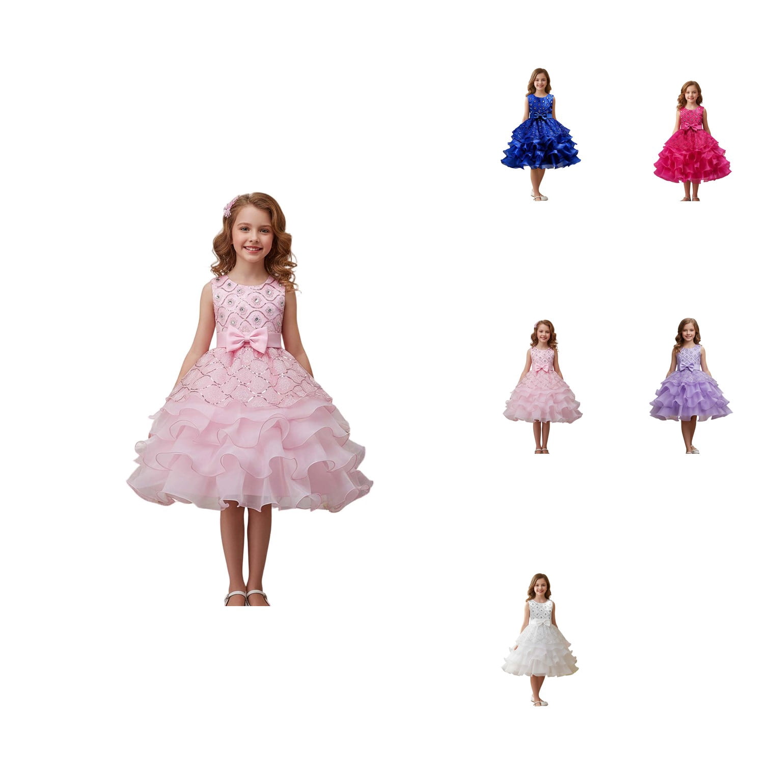 Sparkling Sequin Party Dress for Girls – Glimmering Ruffles Lace Bow ...