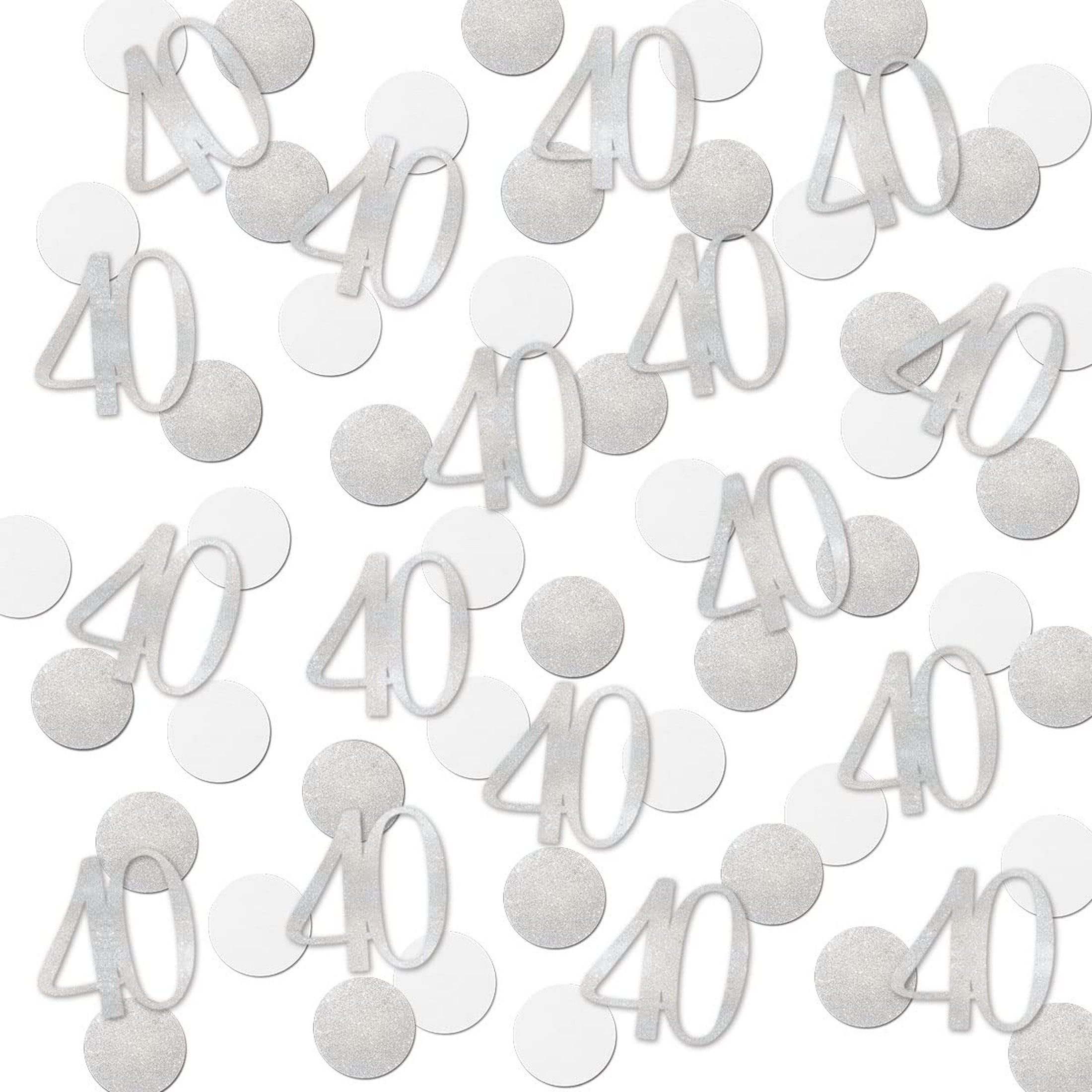 Sparkling Silver 40th Birthday Confetti Set, 200 Pieces of Shimmering ...