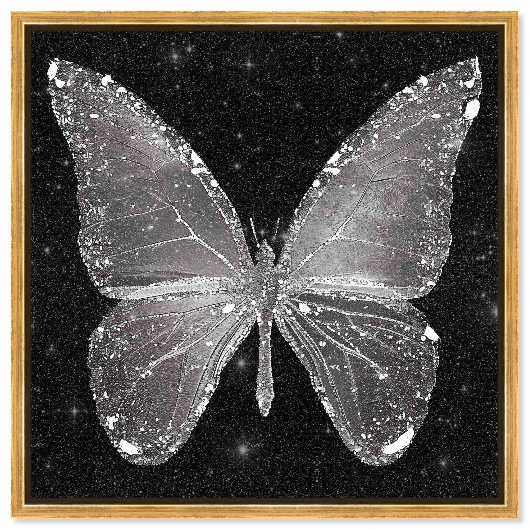 Sparkling Silver Butterfly Canvas Butterfly Art by Art Remedy, Gold ...