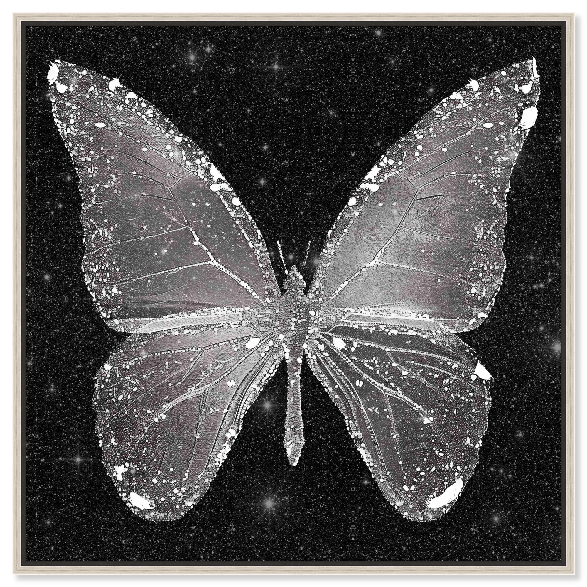 Sparkling Silver Butterfly Canvas Butterfly Art by Art Remedy, Silver ...