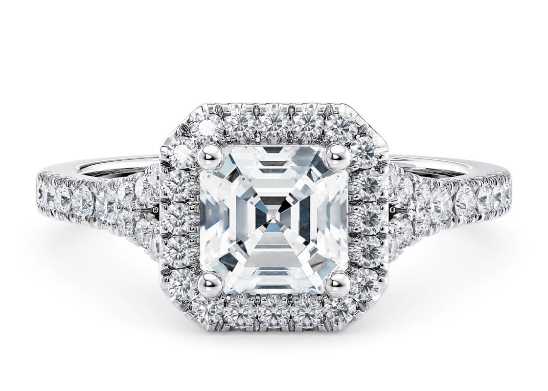 Sparkling Splendor split band 1 Ct Asscher Cut Moissanite Diamond ...