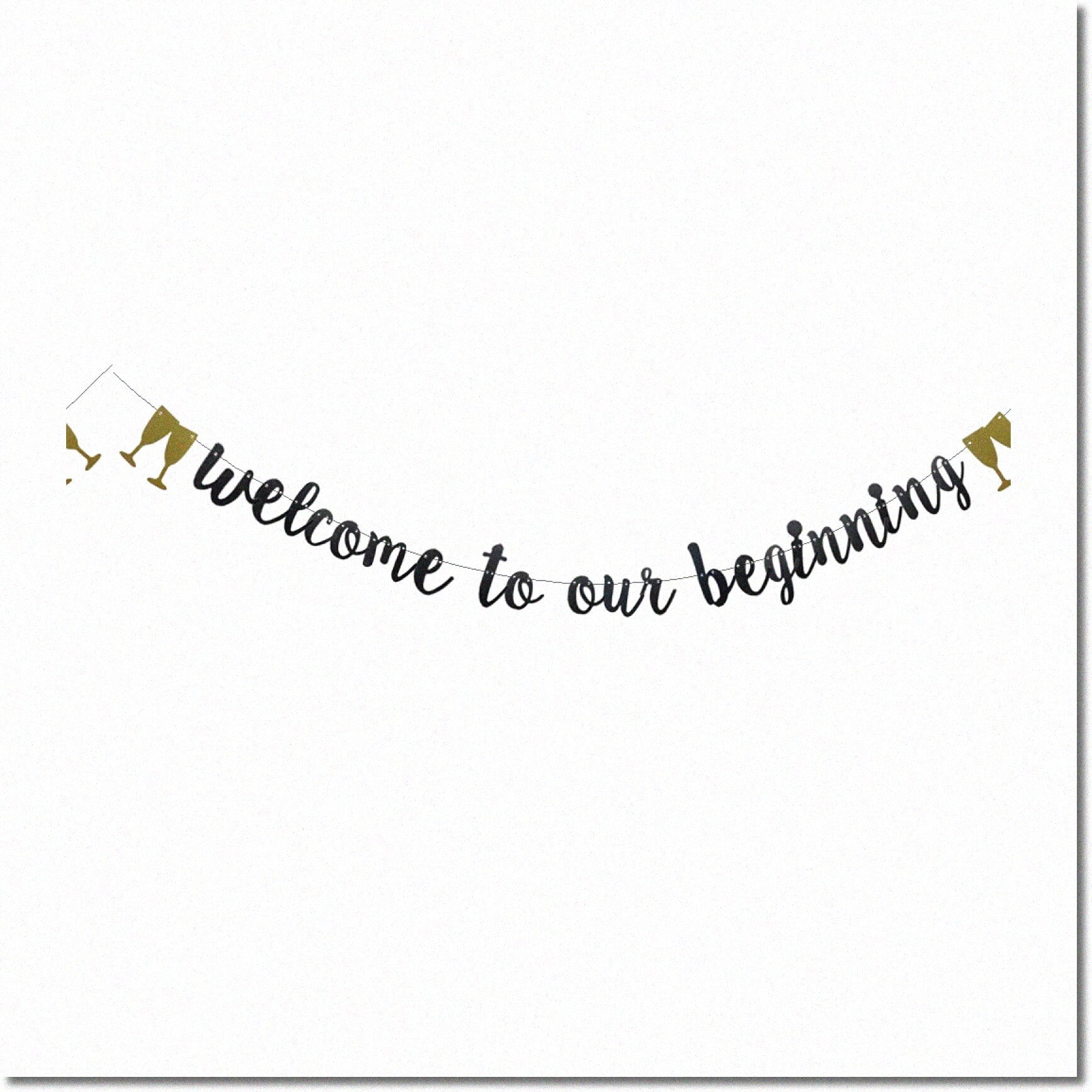 Sparkling Start Party Banner - PreStrung Black Glitter Paper ...