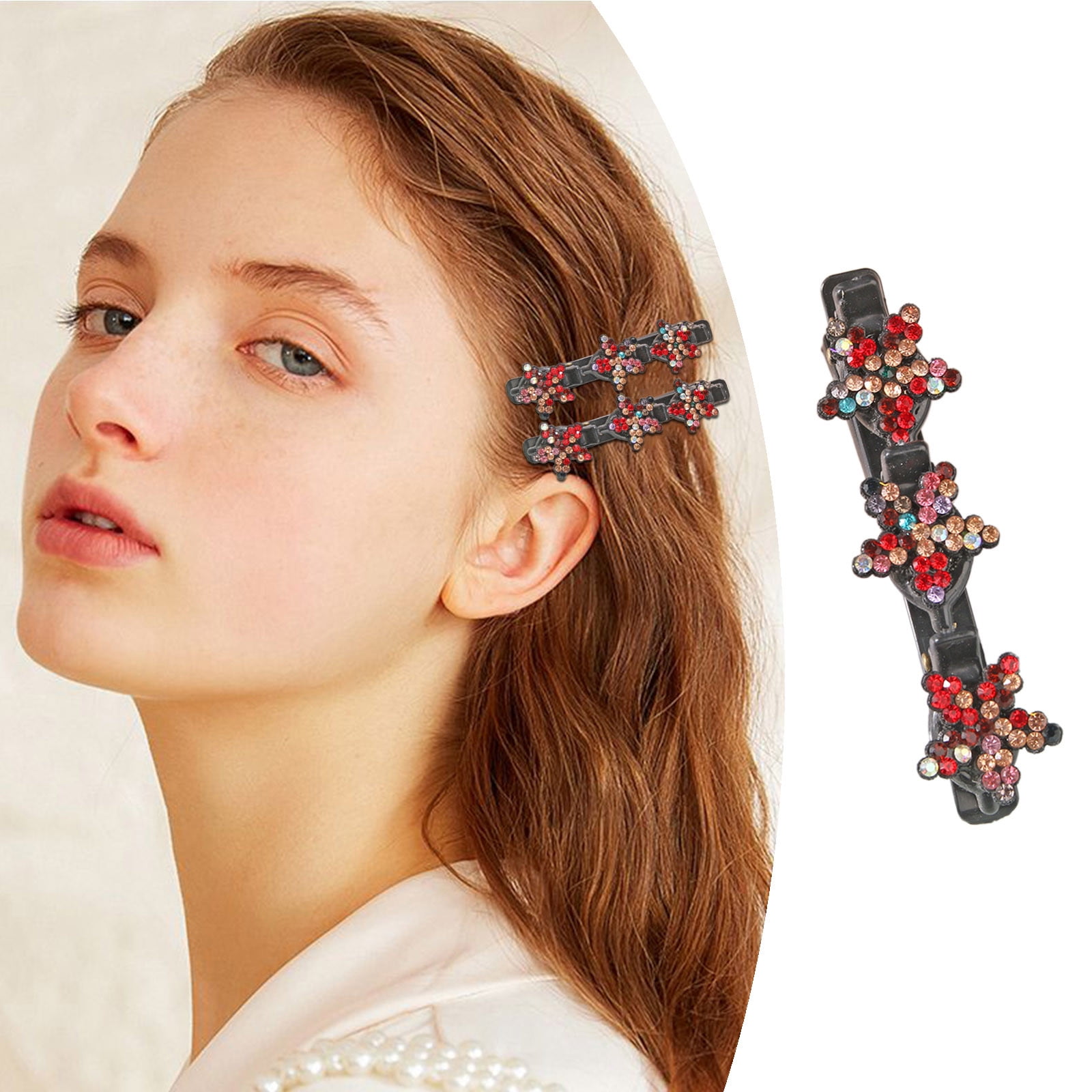 Sparkling Stone Braided Hair Clips for Women and Girls Elegant Short ...