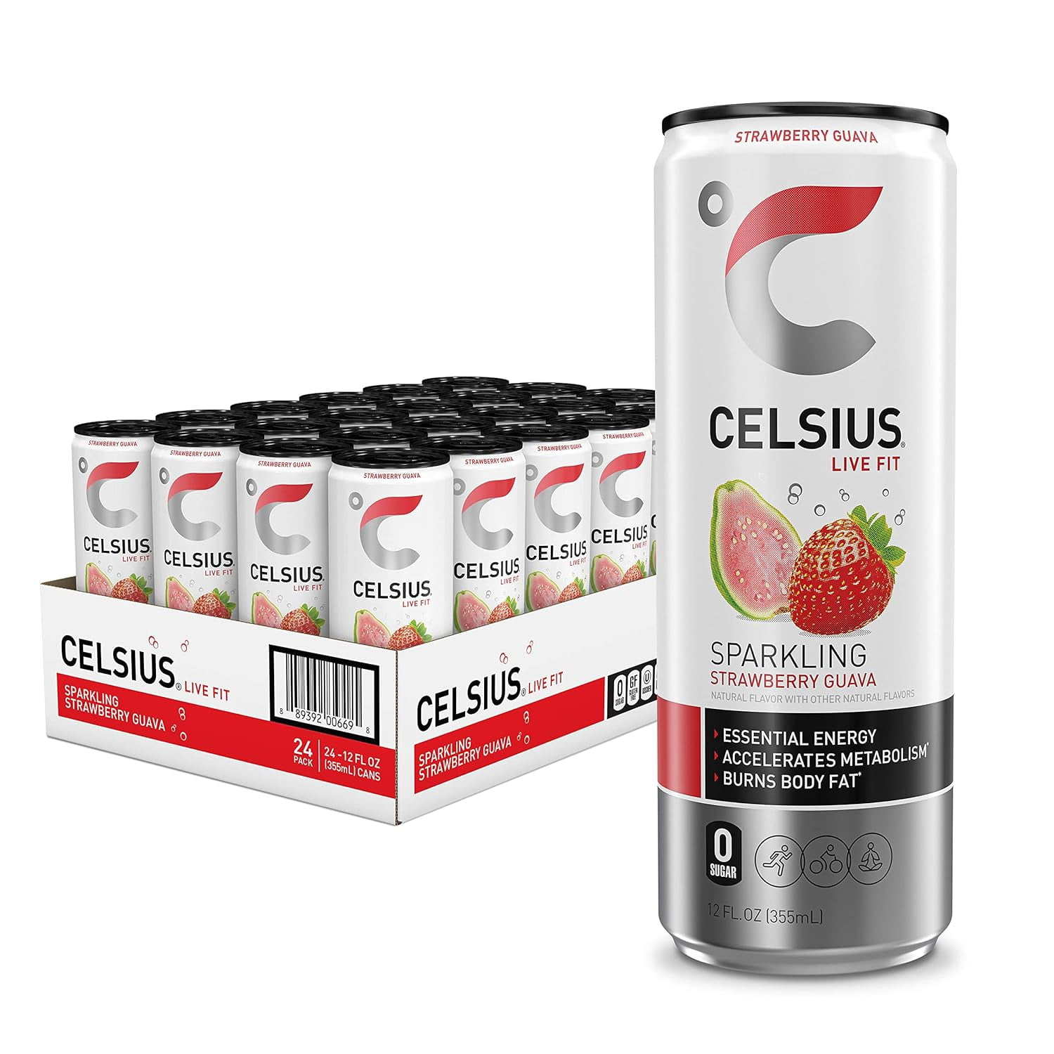 Sparkling Strawberry Guava, Functional Energy Drink, 12 Fl Oz (Pack of ...