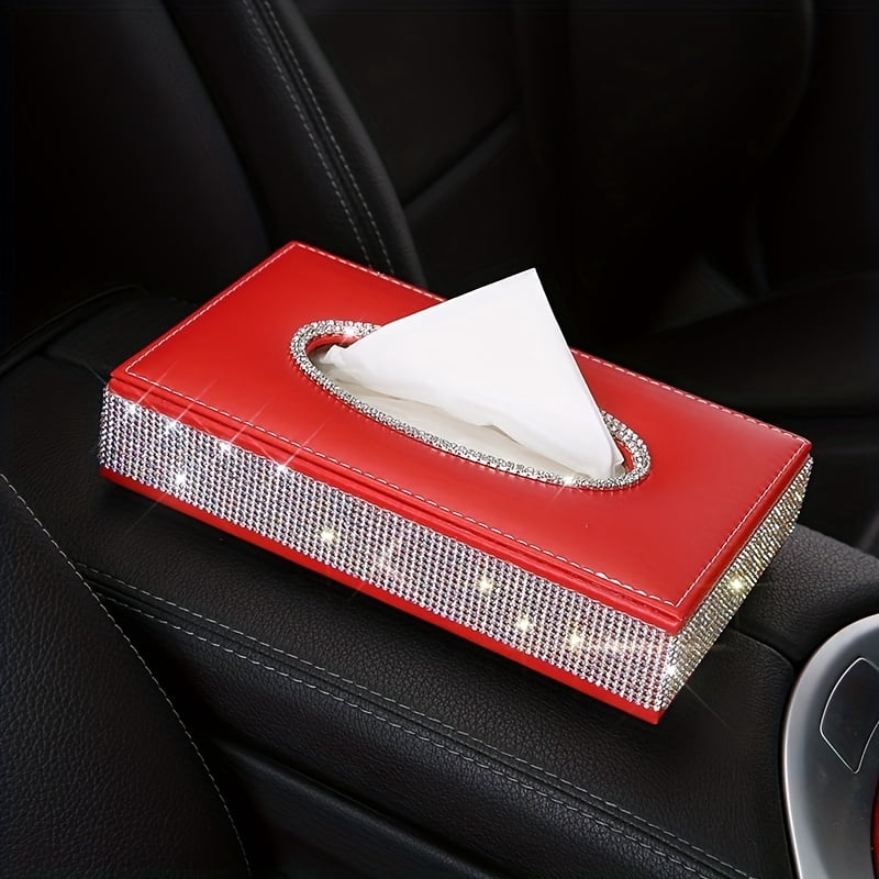 Sparkling Swan Tissue Box Car Accessory - Artificial Diamond-Encrusted ...