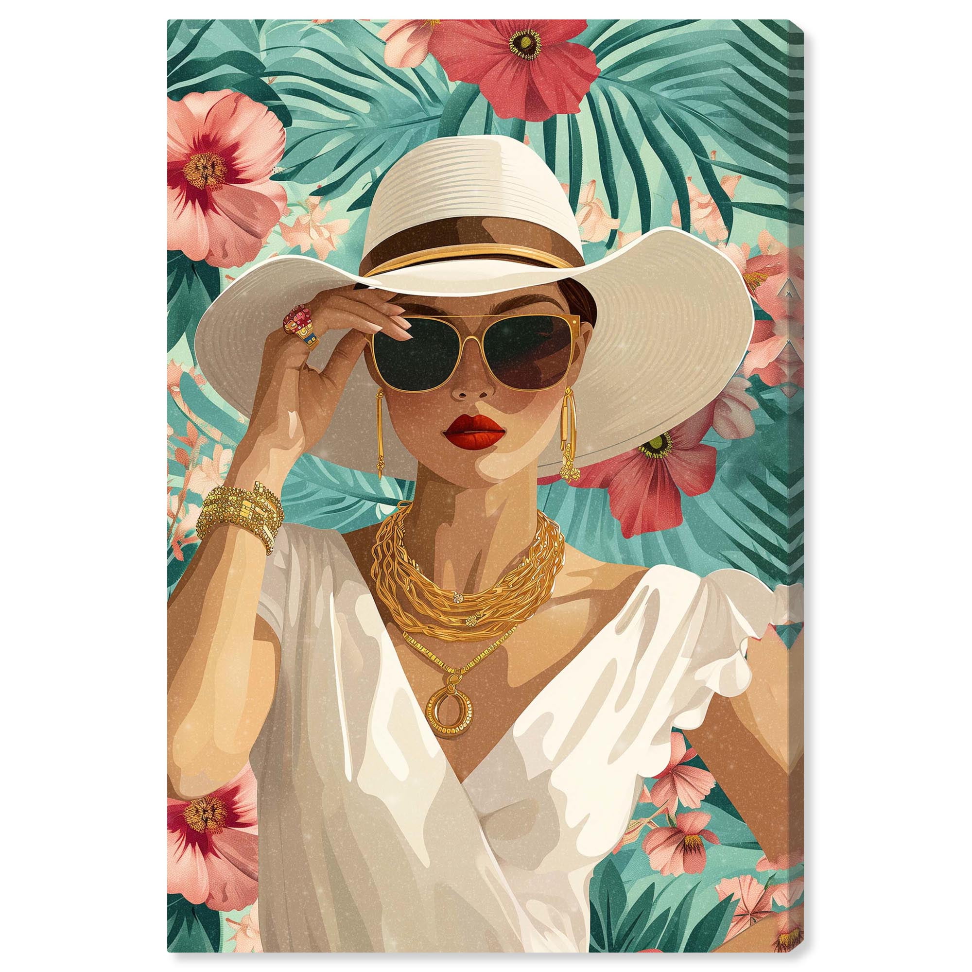 Sparkling Tropical Queen Canvas Tropical Glam Protraits by Art Remedy ...